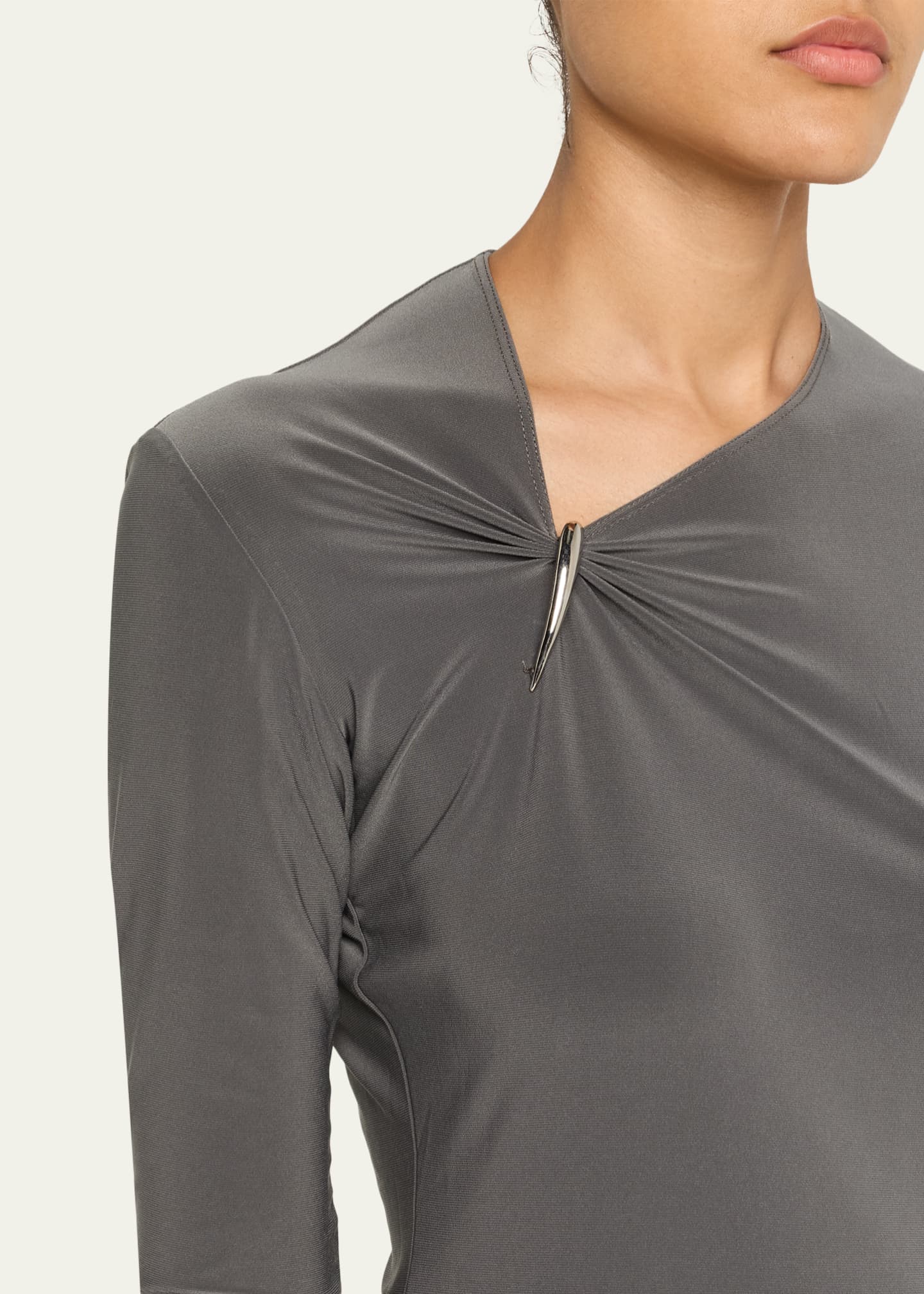 GRACE LING Claw Gathered Neck Long-Sleeve Top - Bergdorf Goodman