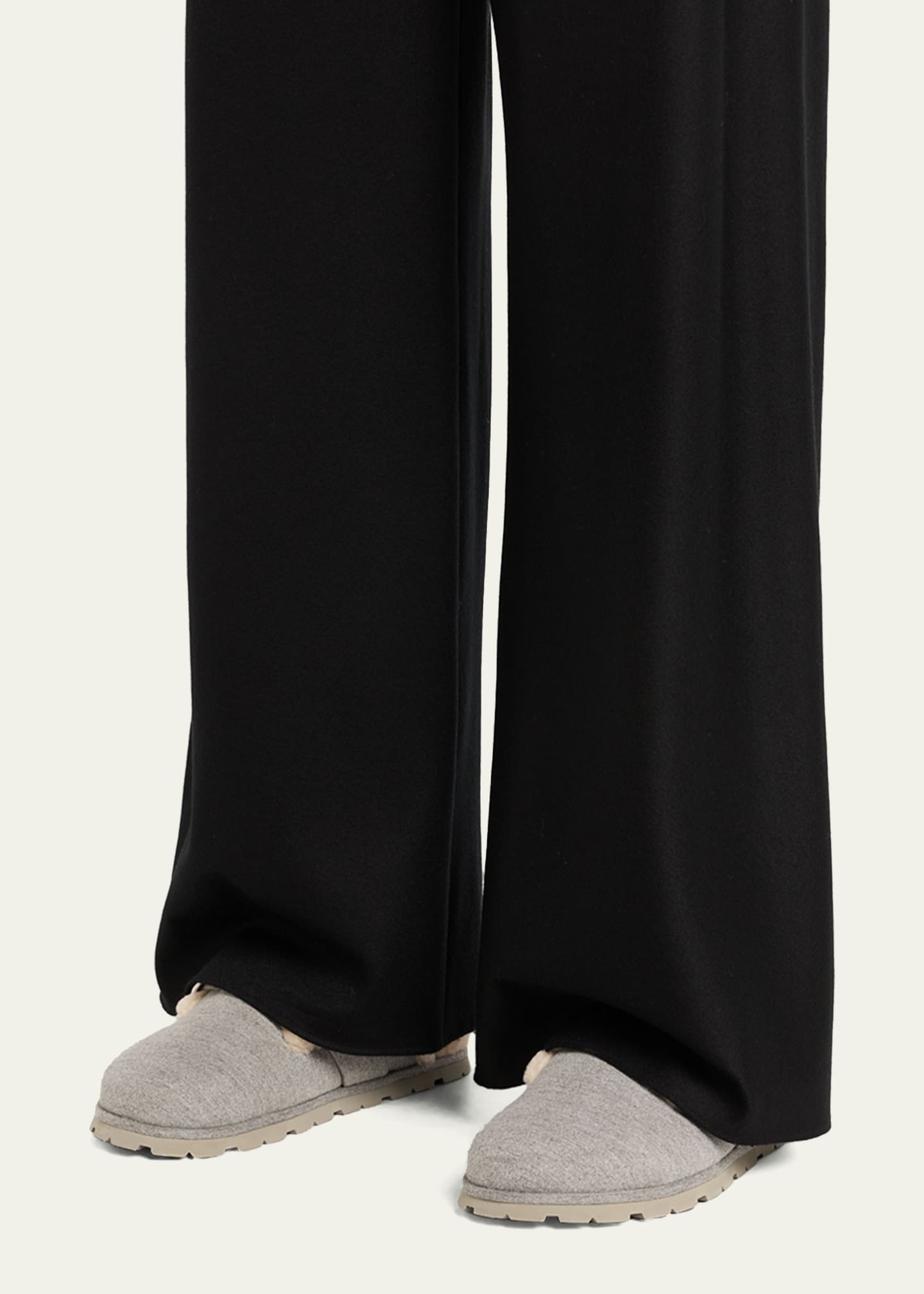 Stuart Weitzman Chrystie Shearling-Lined Flannel Mules - Bergdorf Goodman