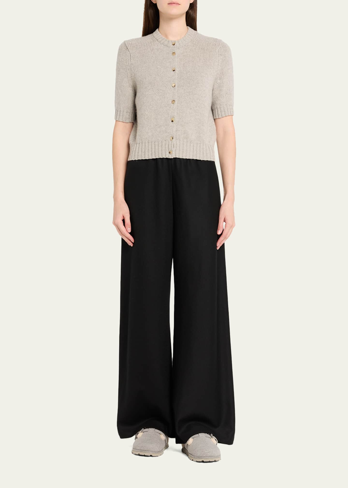 Stuart Weitzman Chrystie Shearling-Lined Flannel Mules - Bergdorf Goodman