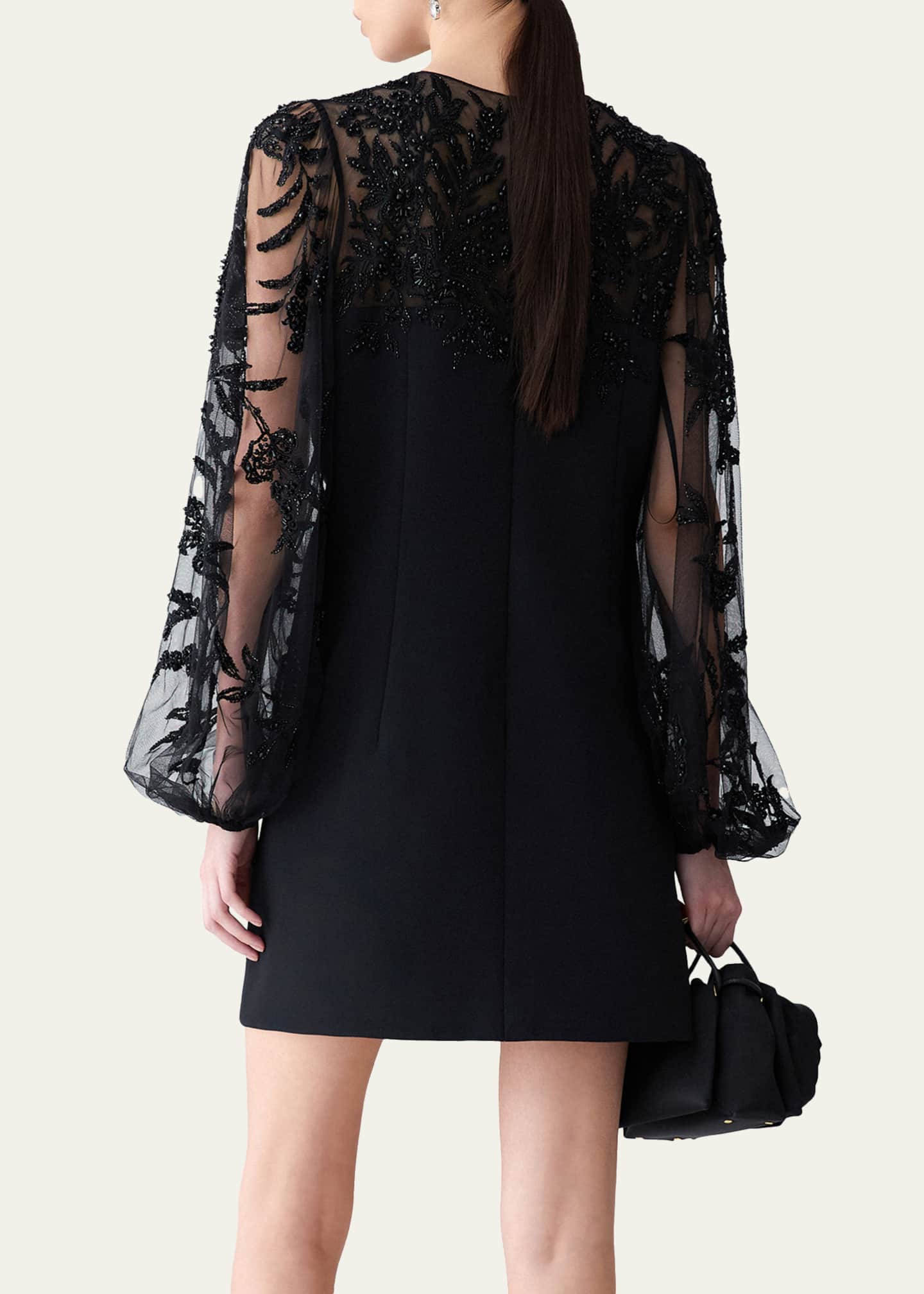 Carolina Herrera Embroidered Puff-Sleeve Mini Dress - Bergdorf Goodman