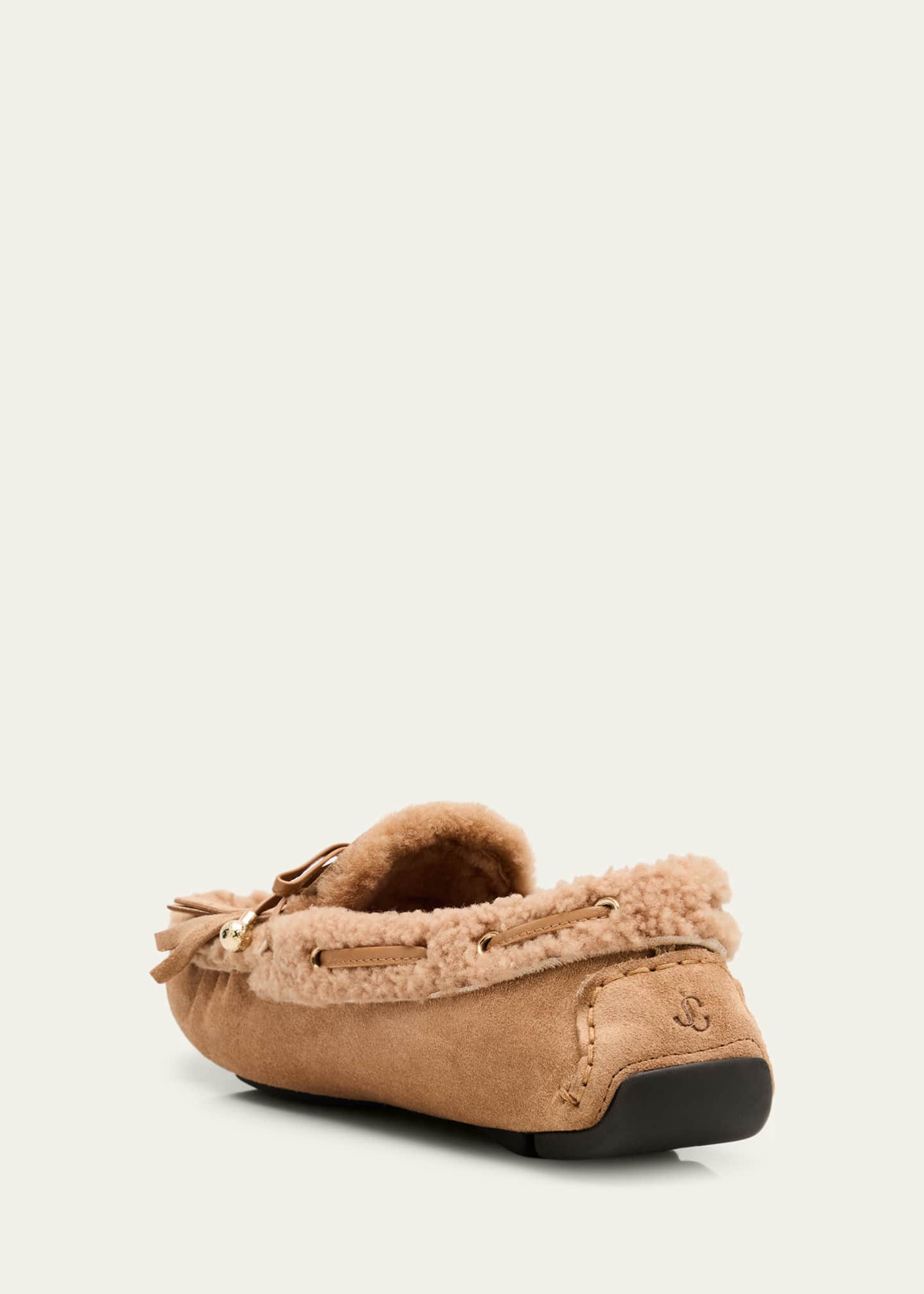 Jimmy Choo Manon Velvet Suede Loafers with Shearling - Bergdorf Goodman