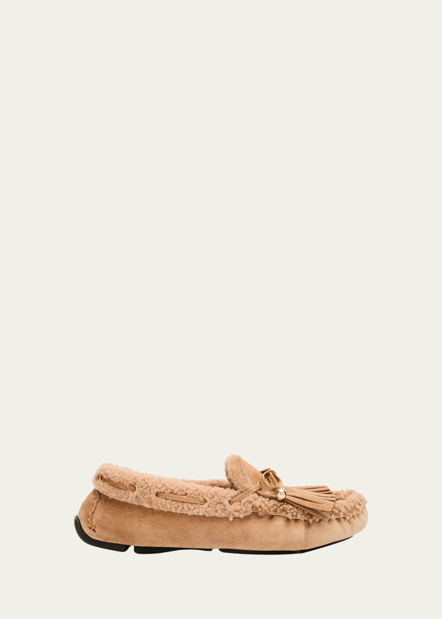 Jimmy Choo Manon Velvet Suede Loafers with Shearling - Bergdorf Goodman