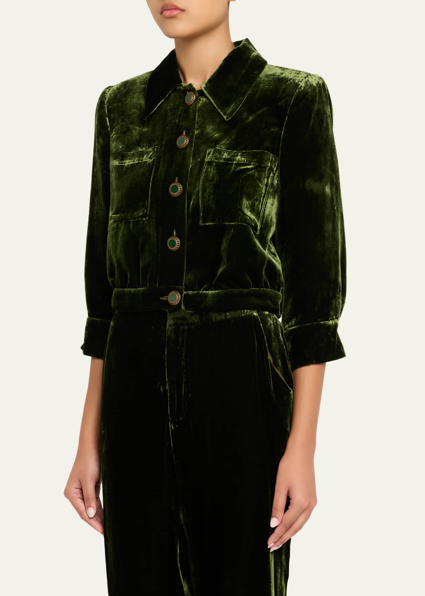 L'Agence Jia Cropped Velvet Jacket - Bergdorf Goodman