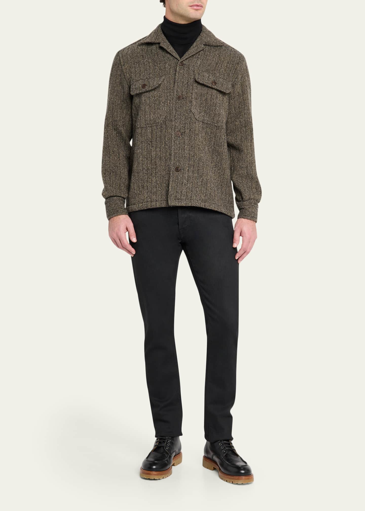 Salvatore Piccolo Men's Herringbone Wool Dual-Pocket Overshirt ...