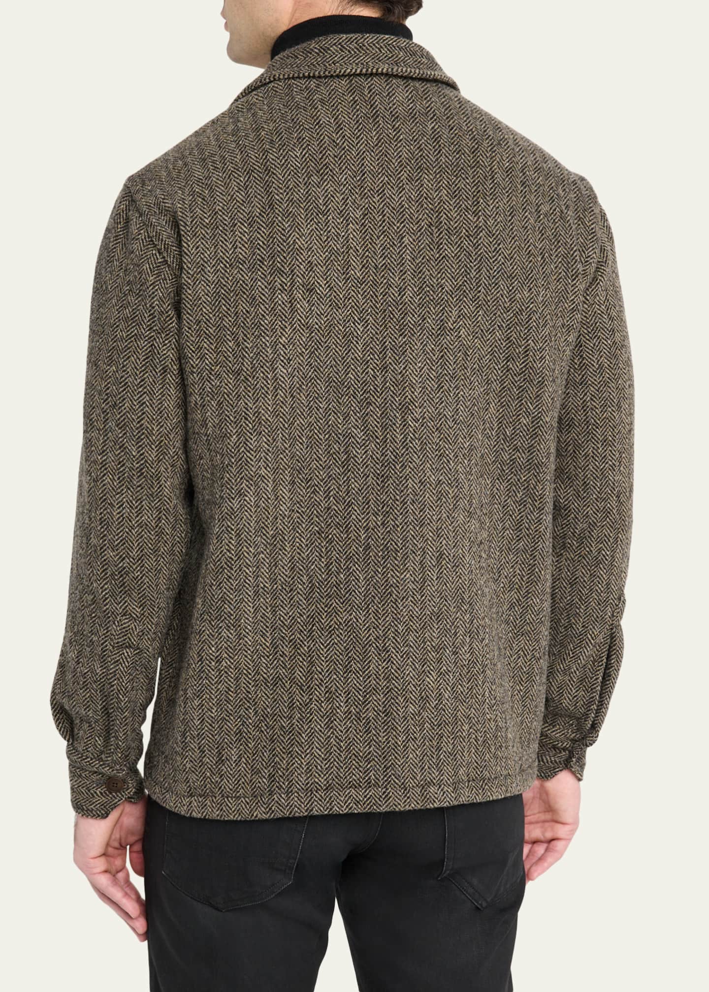 Salvatore Piccolo Men's Herringbone Wool Dual-Pocket Overshirt ...