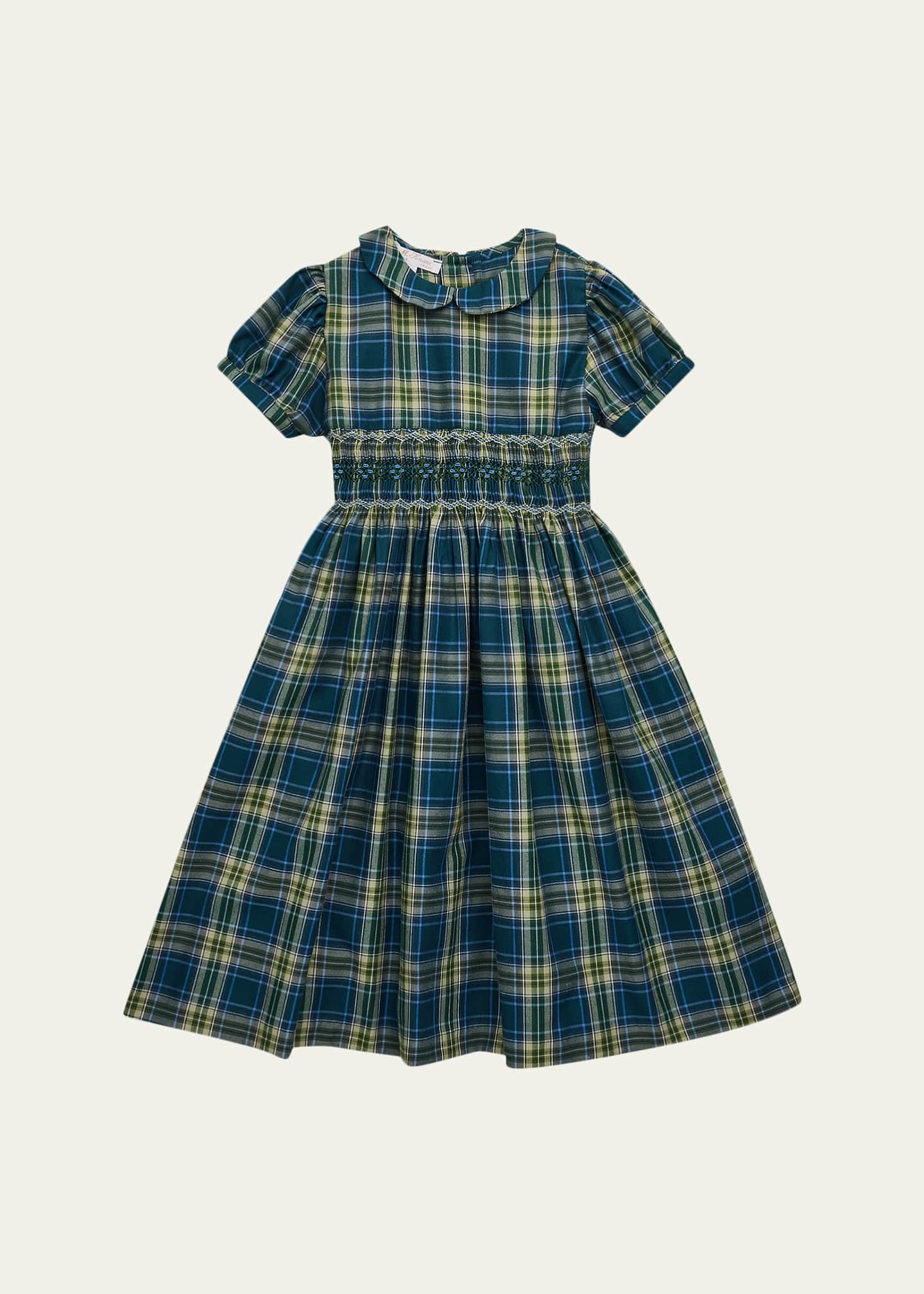 Mariella Ferrari Girl's Smocked Cotton Plaid Dress, Size 3-12 ...