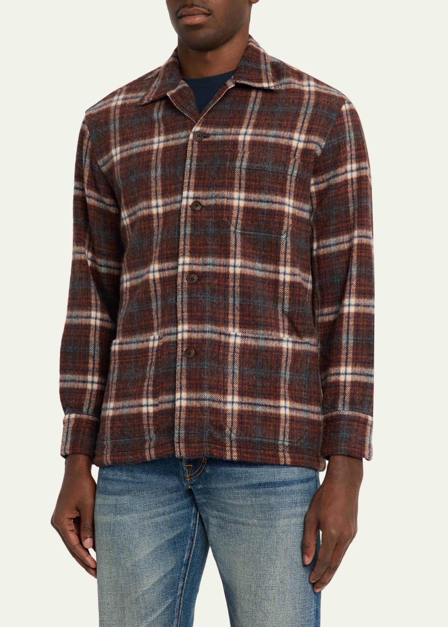 Salvatore Piccolo Men's Wool and Nylon Plaid Overshirt - Bergdorf Goodman