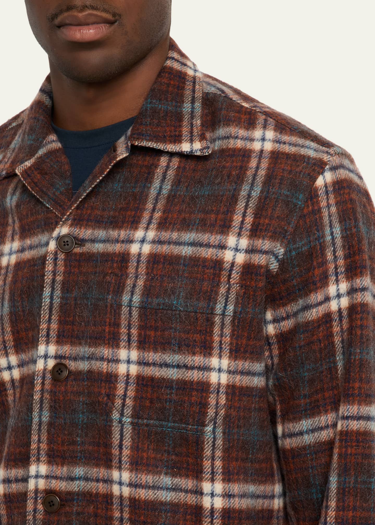 Salvatore Piccolo Men's Wool and Nylon Plaid Overshirt - Bergdorf Goodman