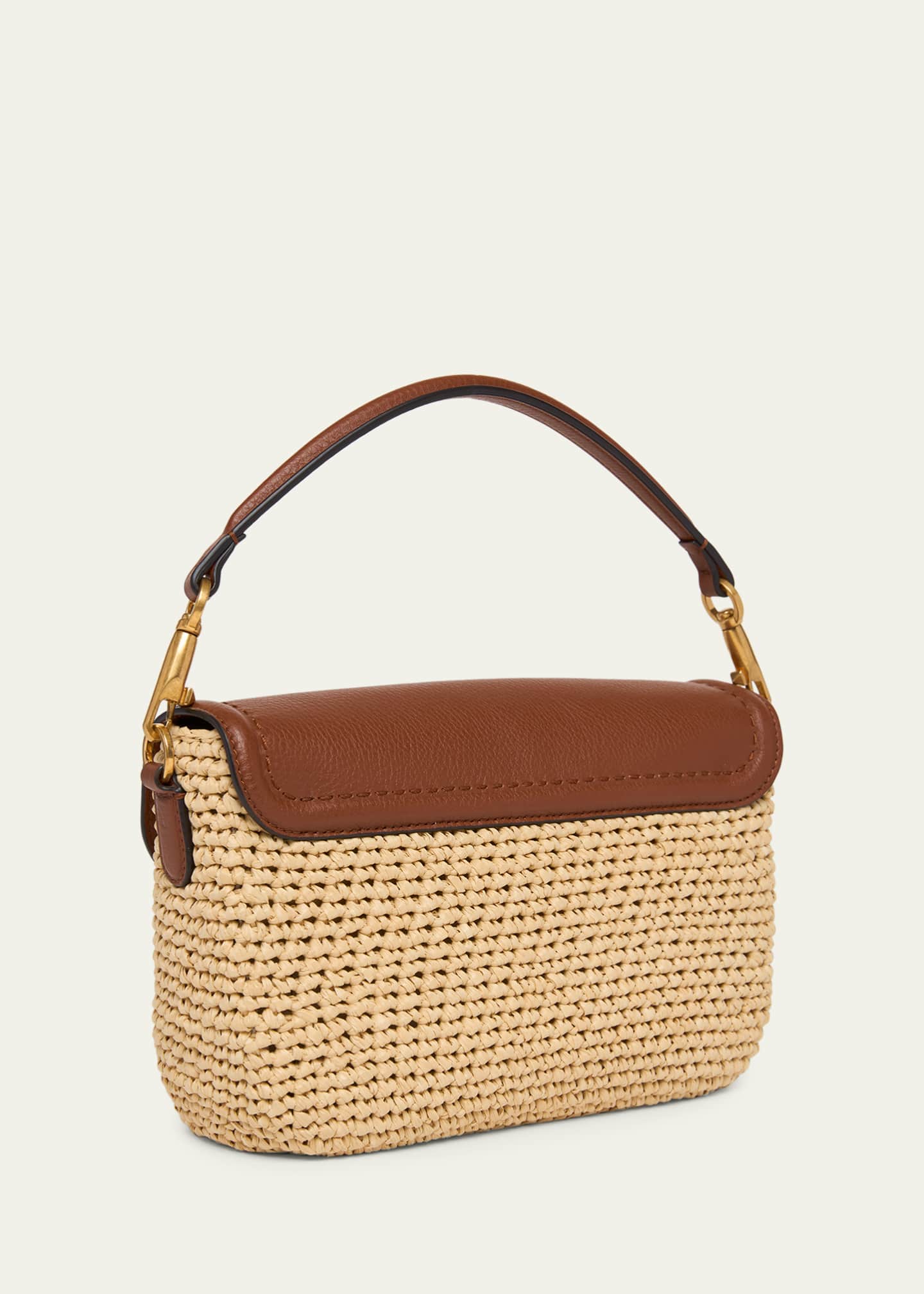 Valentino Garavani Viscose Raffia & Leather Top-Handle Bag - Bergdorf ...