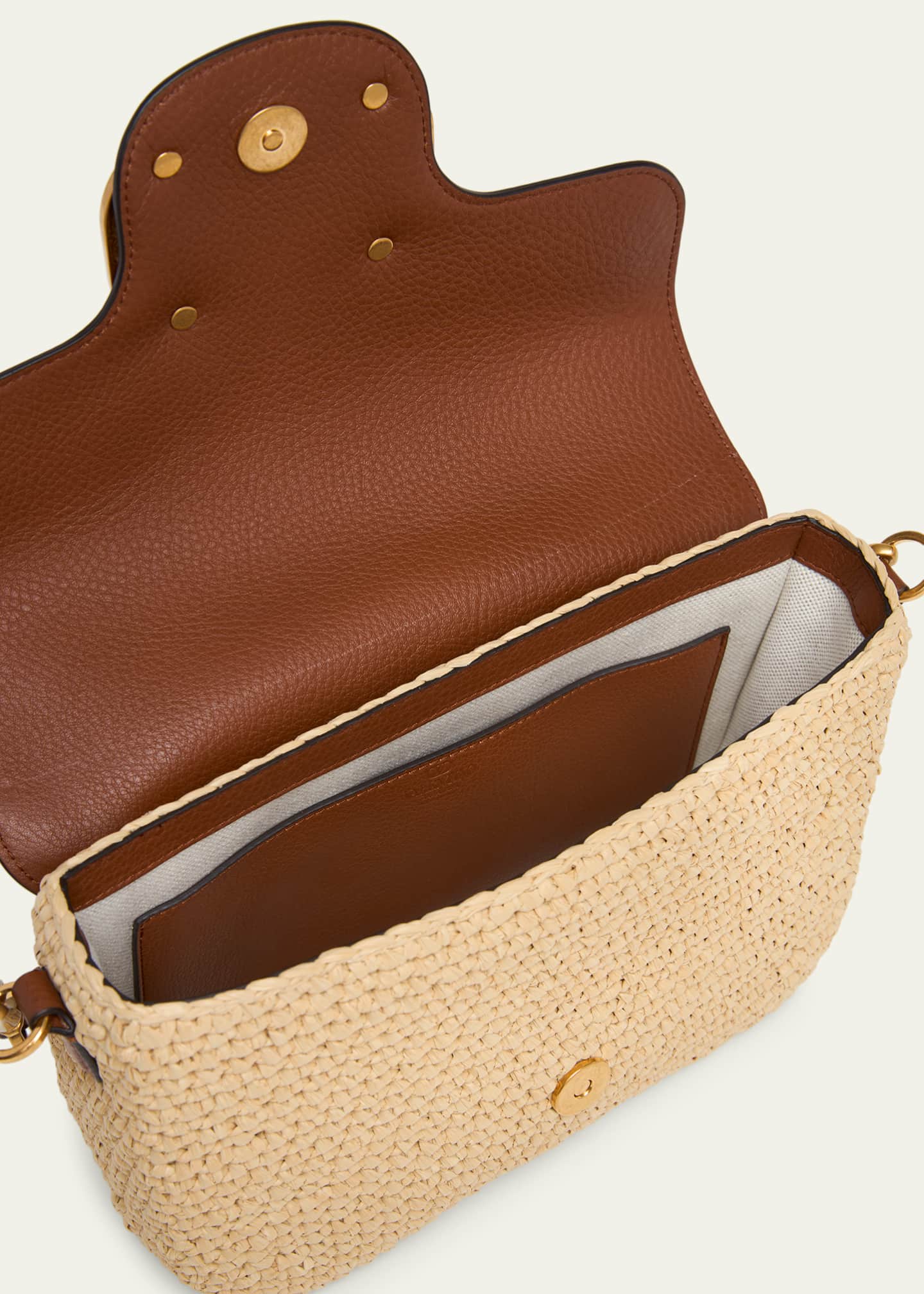 Valentino Garavani Viscose Raffia & Leather Top-Handle Bag - Bergdorf ...