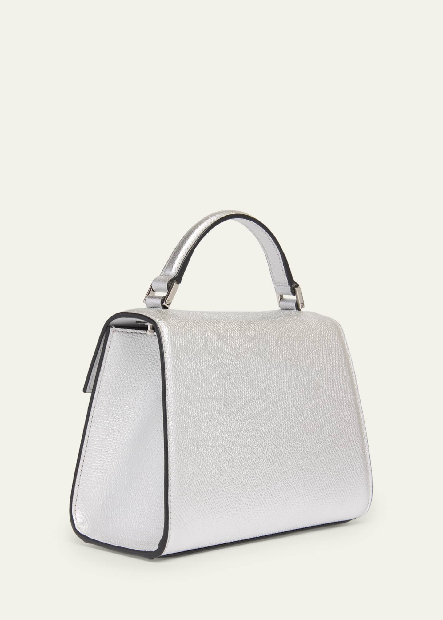 Valentino Garavani Mini Crystal VLogo Metallic Leather Top-Handle Bag ...