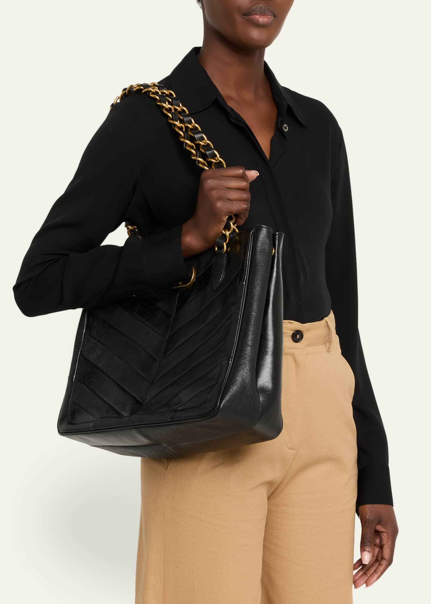 Valentino Garavani Chevron Patchwork Nappa Leather Tote Bag - Bergdorf ...