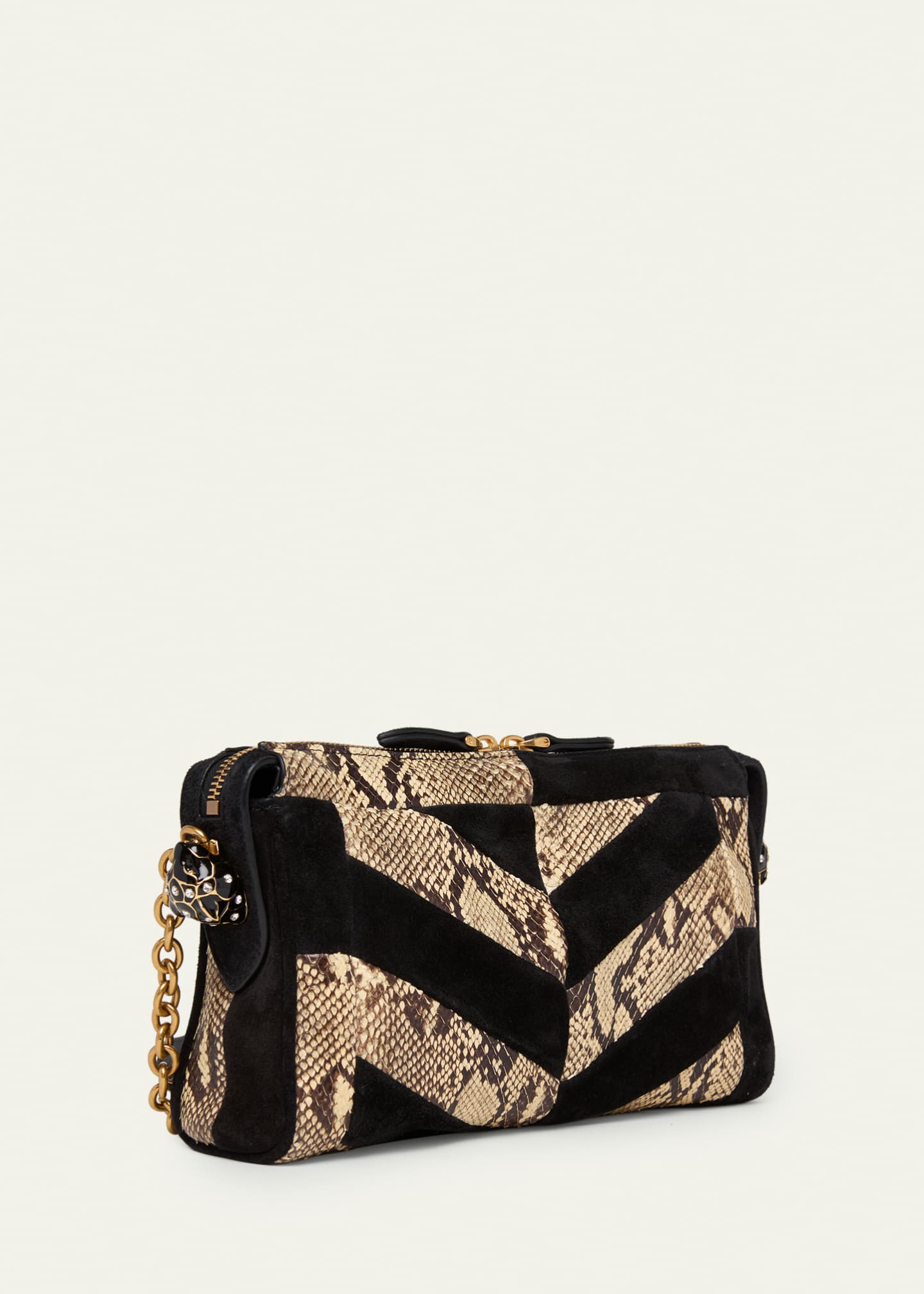 Valentino Garavani Small Patchwork Suede & Python Shoulder Bag ...