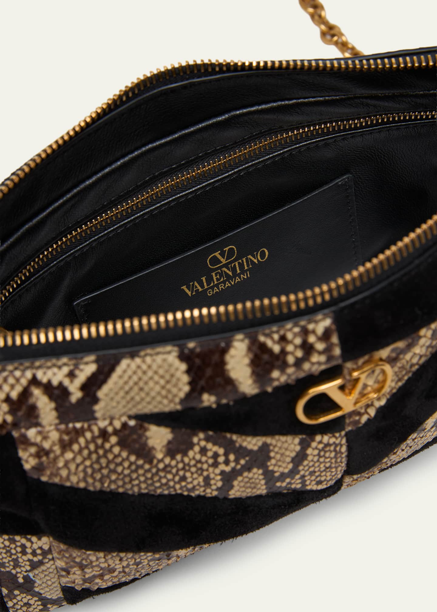Valentino Garavani Small Patchwork Suede & Python Shoulder Bag ...
