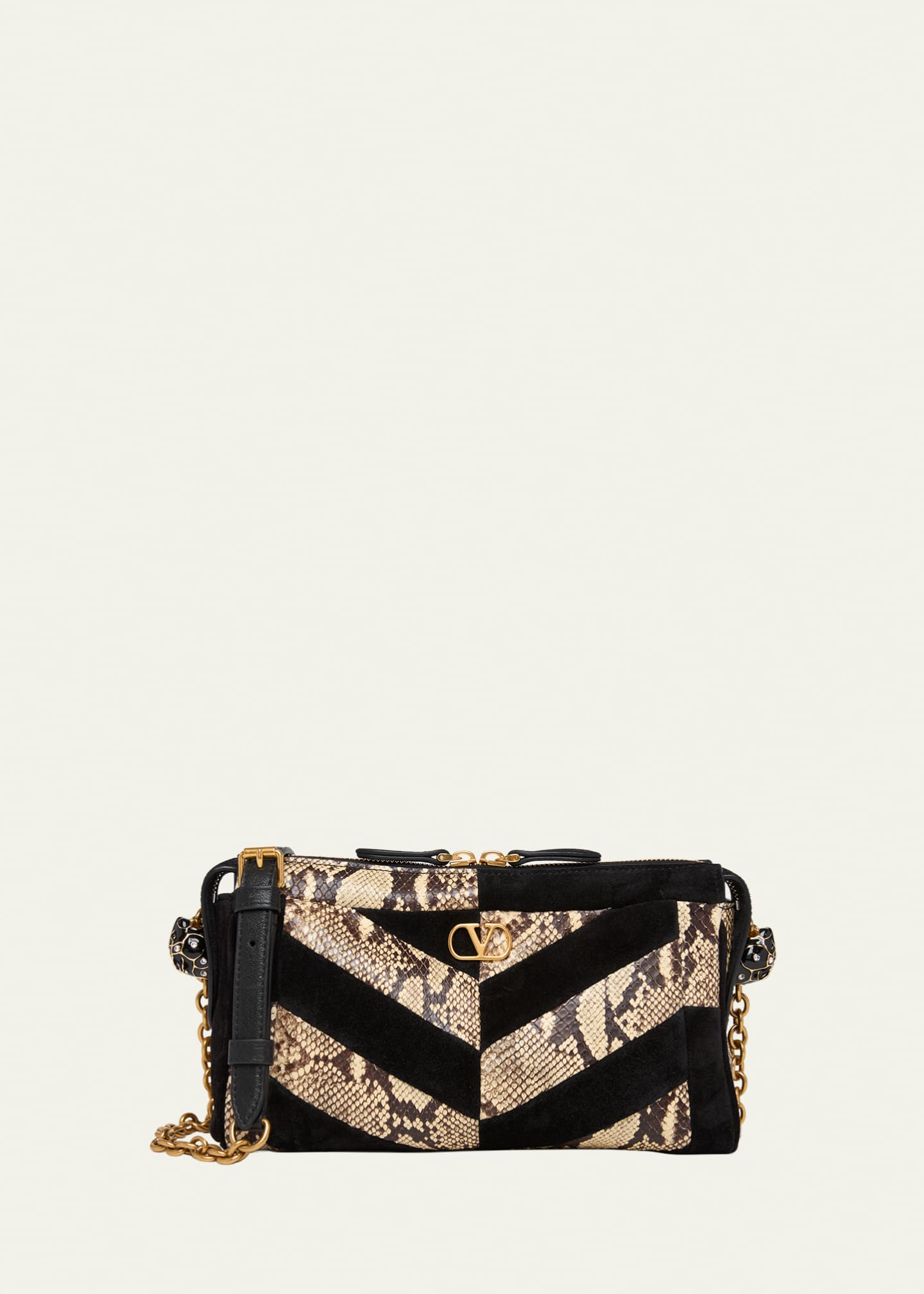 Valentino Garavani Small Patchwork Suede & Python Shoulder Bag ...