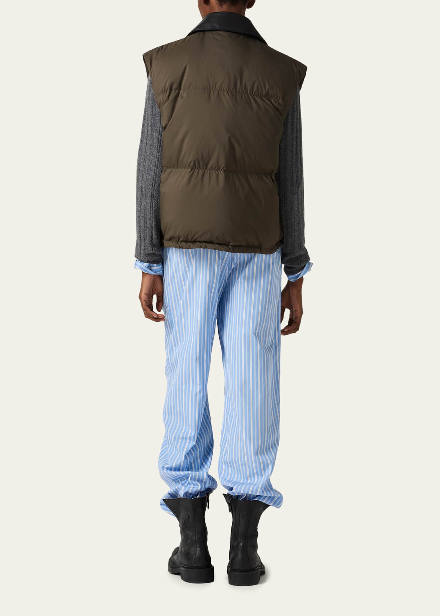 Miu Miu Leather Collar Oversized Puffer Vest - Bergdorf Goodman
