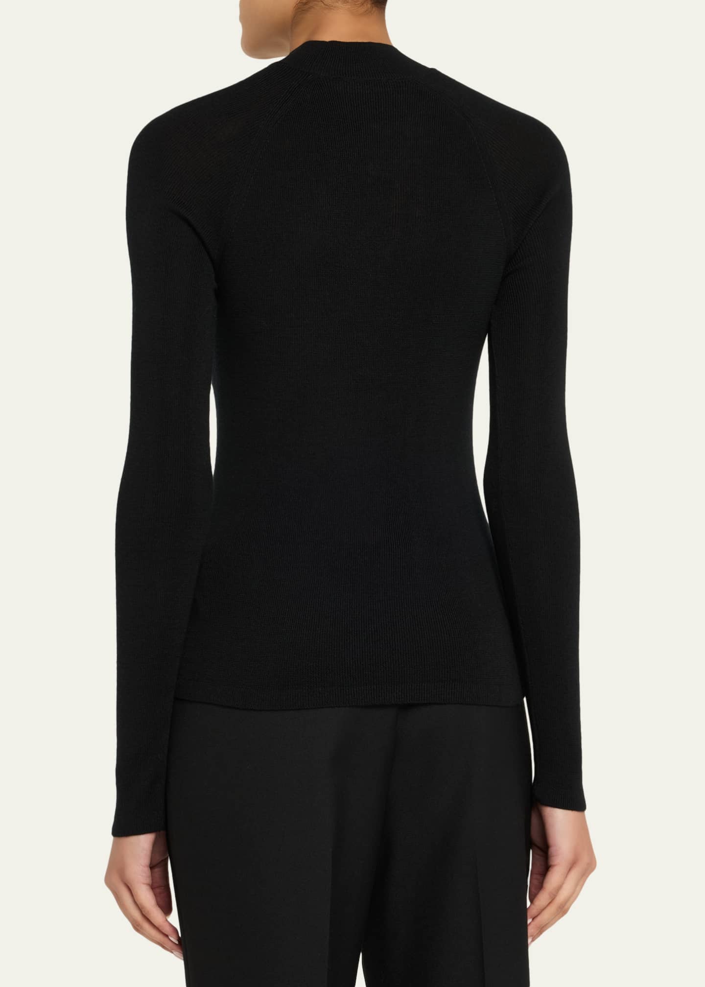 Majestic Filatures Mock-Neck Merino Silk Micro Rib Knit T-Shirt - Bergdorf Goodman