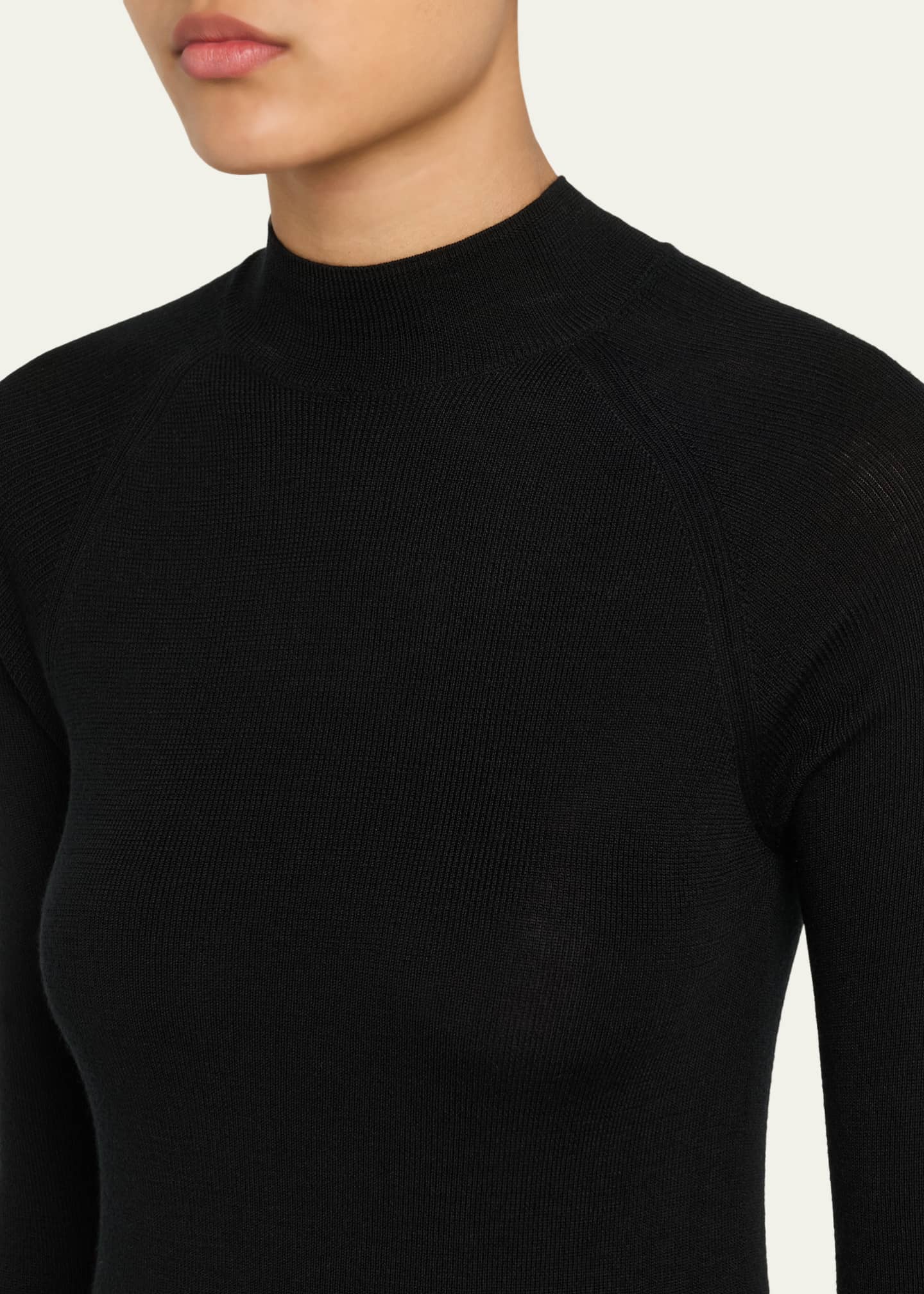 Majestic Filatures Mock-Neck Merino Silk Micro Rib Knit T-Shirt - Bergdorf Goodman
