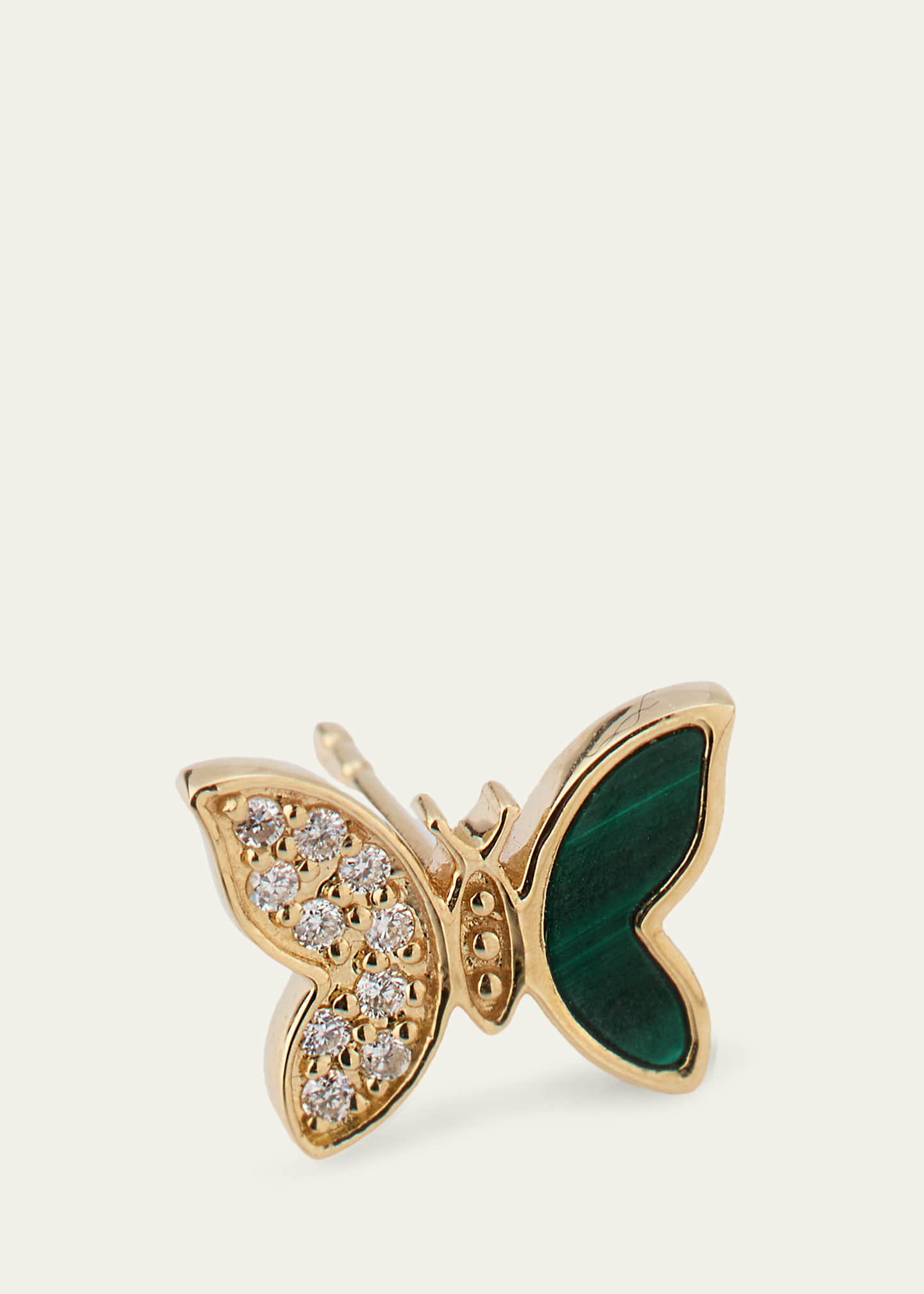 Sydney Evan 14K Yellow Gold Diamond and Malachite Butterfly Earring ...