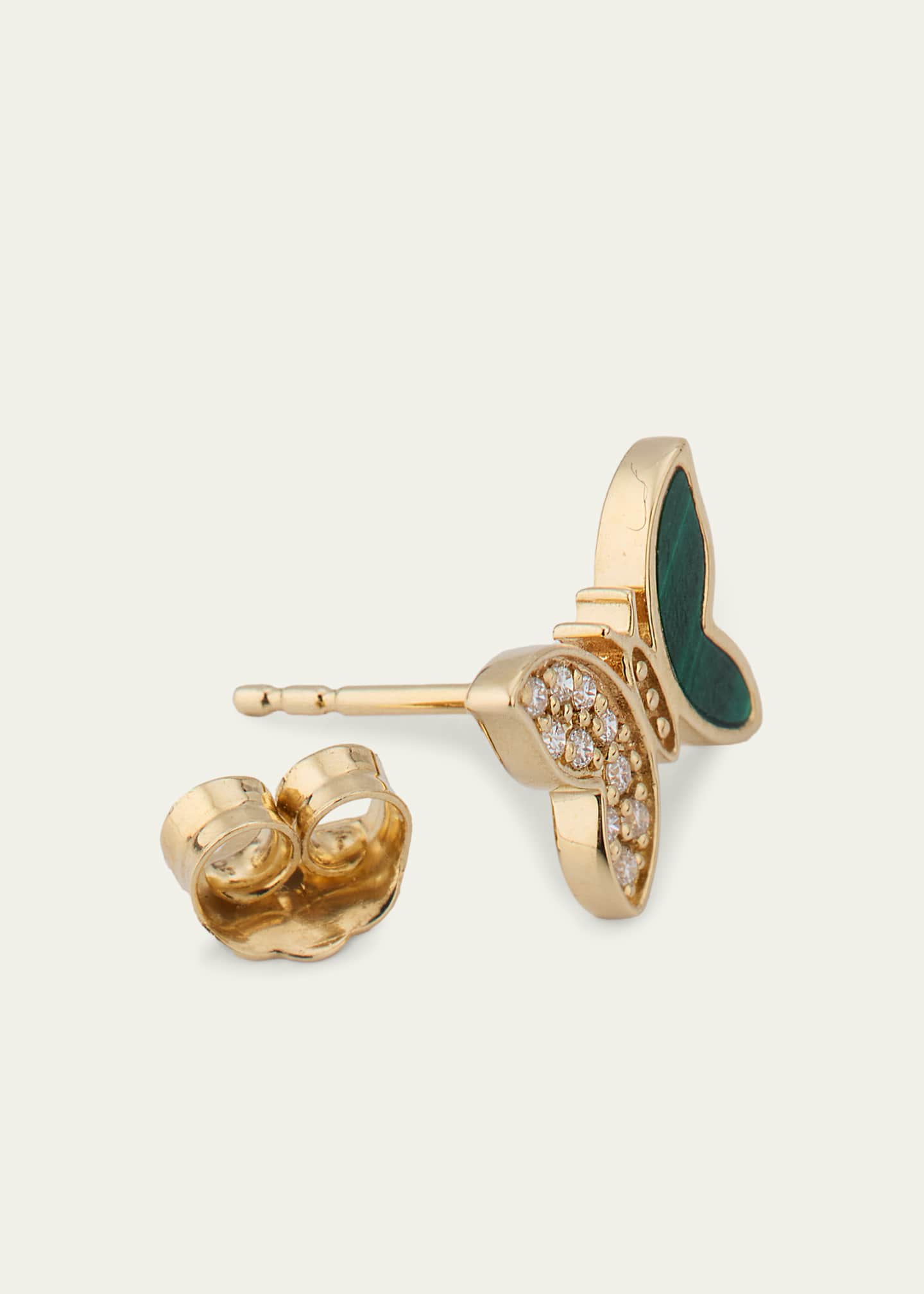 Sydney Evan 14K Yellow Gold Diamond and Malachite Butterfly Earring ...