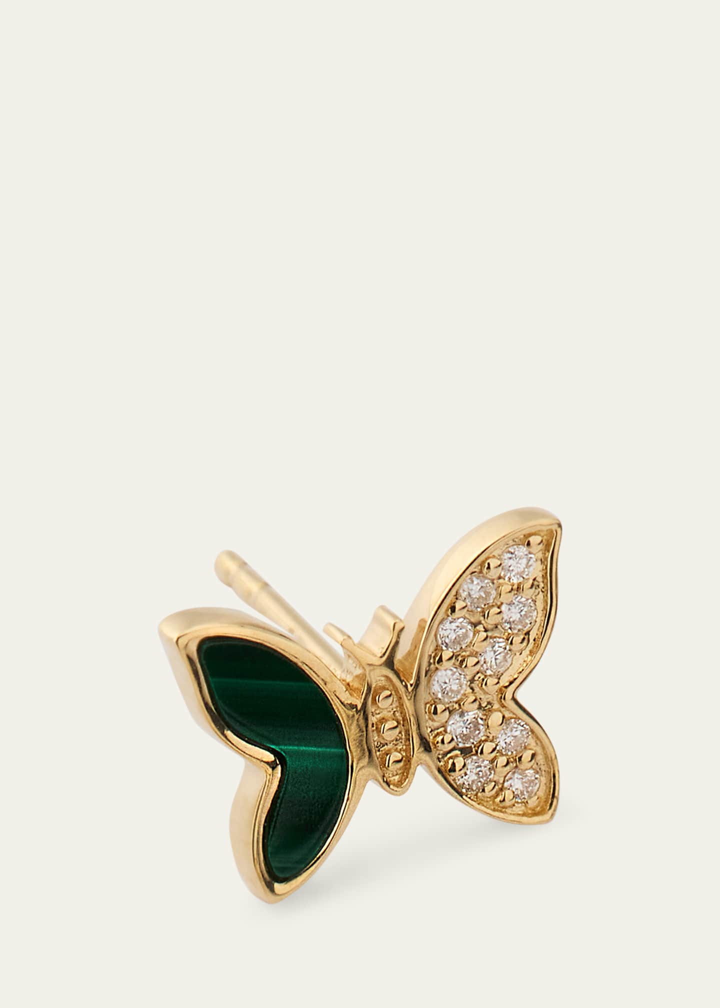 Sydney Evan 14K Yellow Gold Diamond and Malachite Butterfly Earring ...