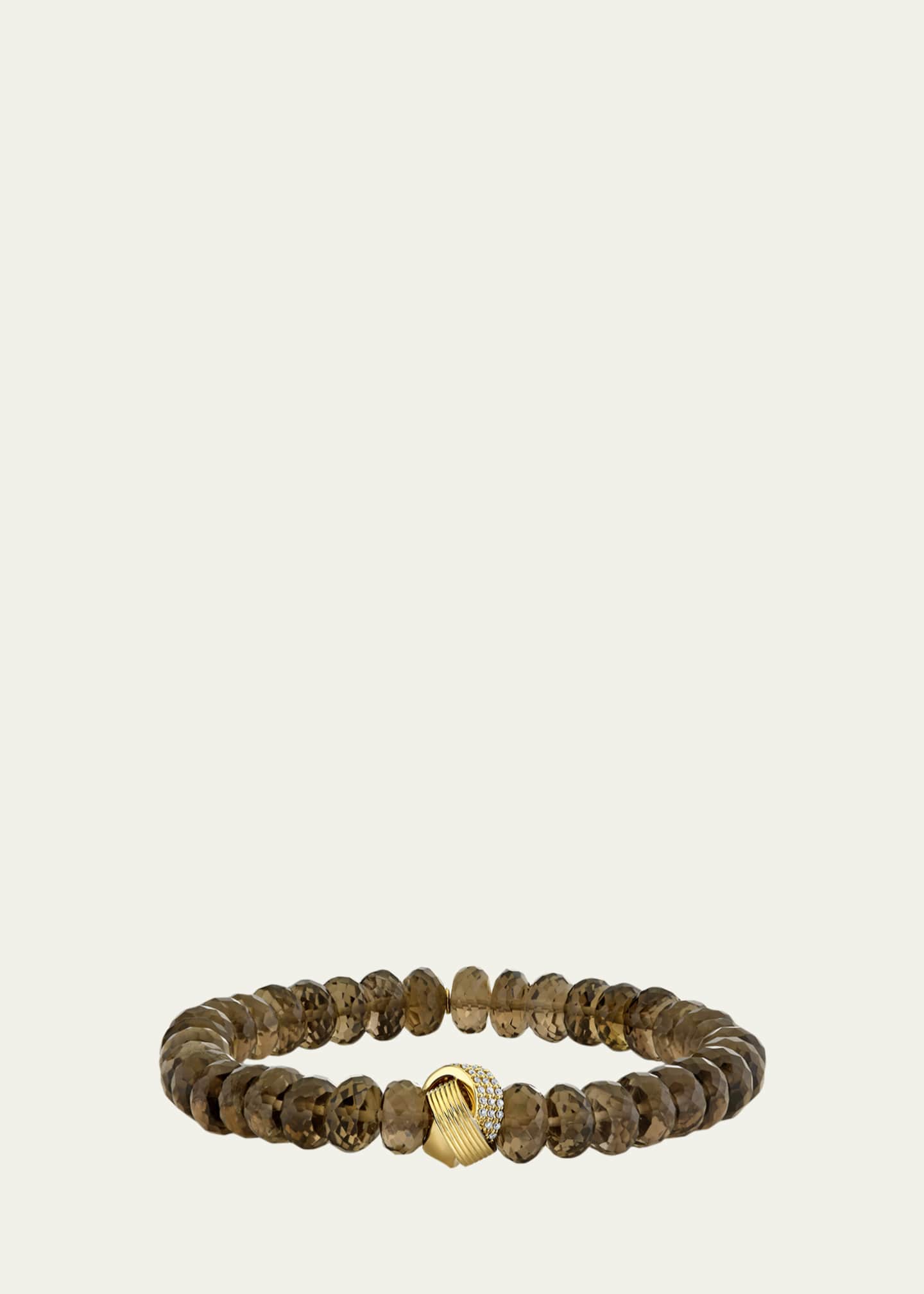 Sydney Evan 14K Diamond Tri-Linked Rondelle on Smokey Quartz Bracelet ...