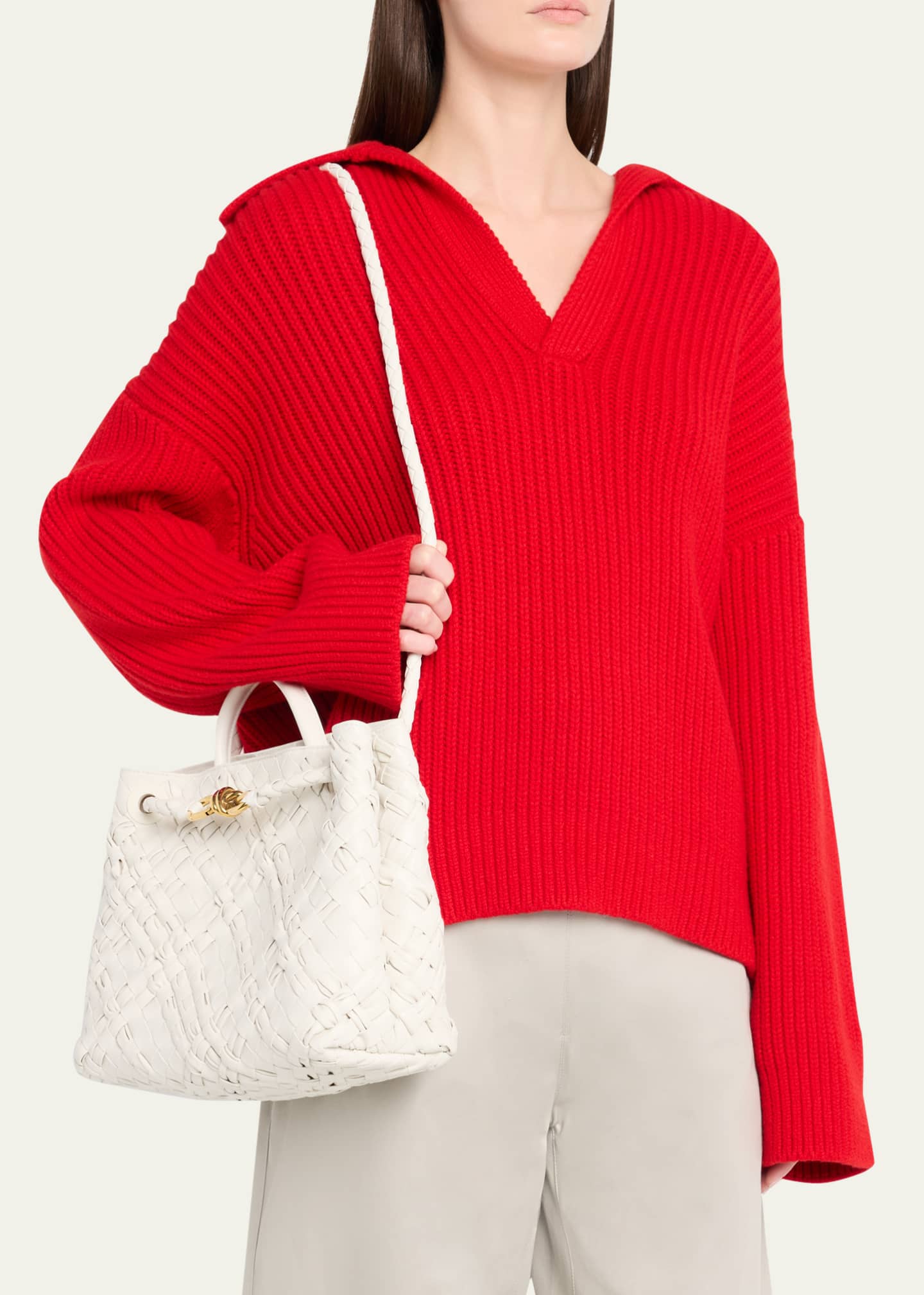 Bottega Veneta Small Andiamo Intrecciato Leather Top-Handle Bag ...
