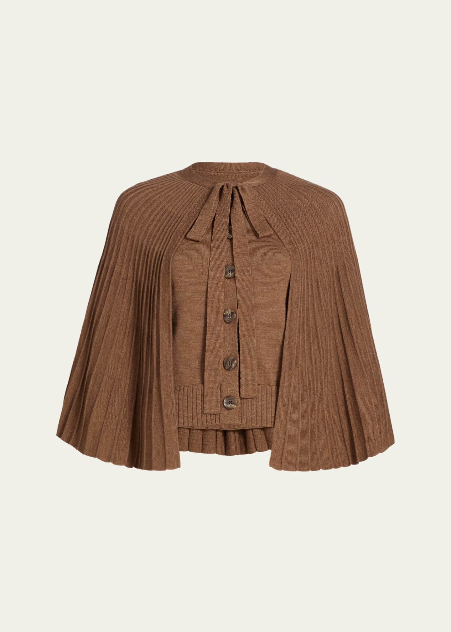 Oscar de la Renta Pleated Wool Cape Cardigan - Bergdorf Goodman
