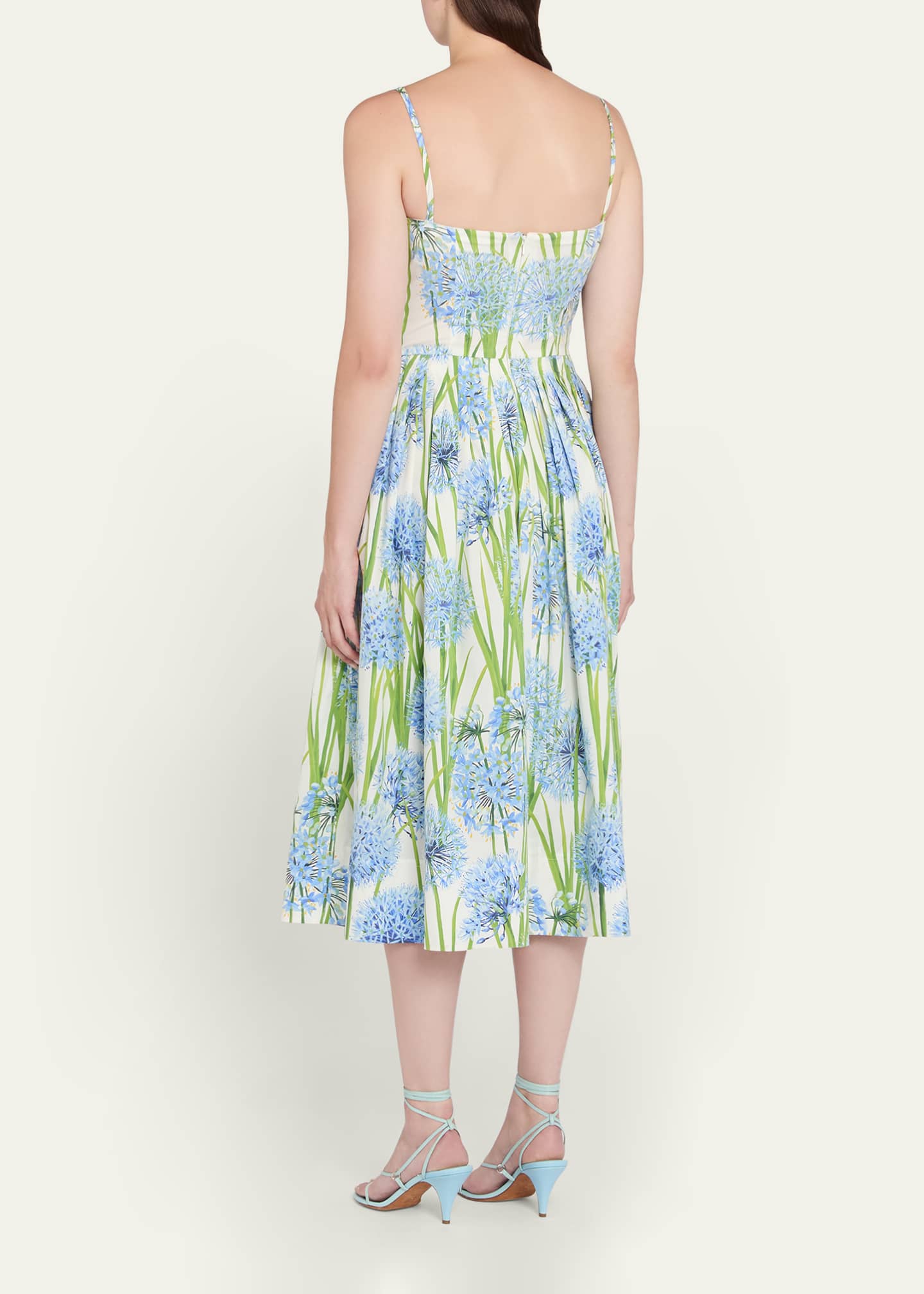 Oscar de la Renta Alliums Poplin Cutout Sleeveless Midi Dress ...