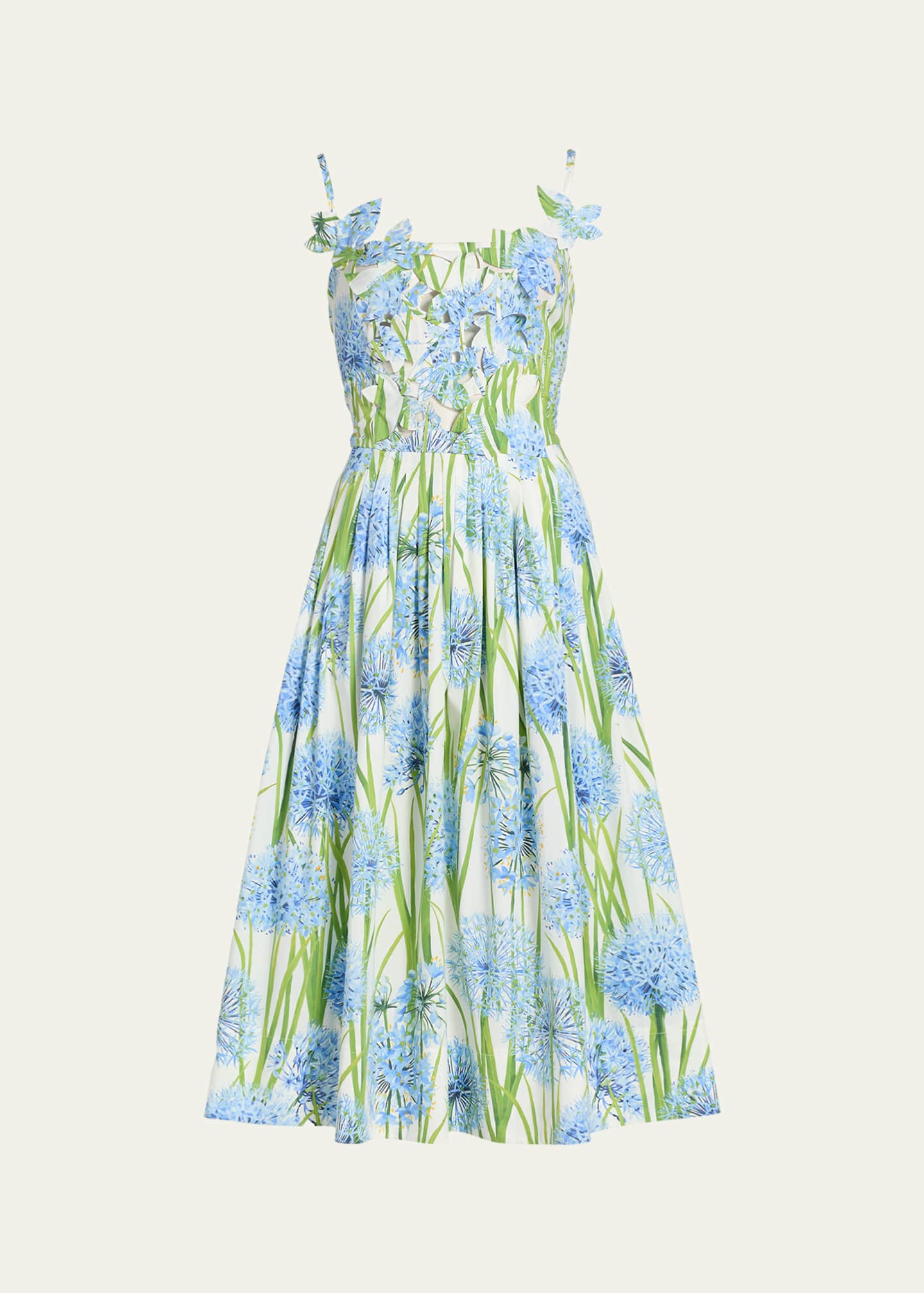 Oscar de la Renta Alliums Poplin Cutout Sleeveless Midi Dress ...