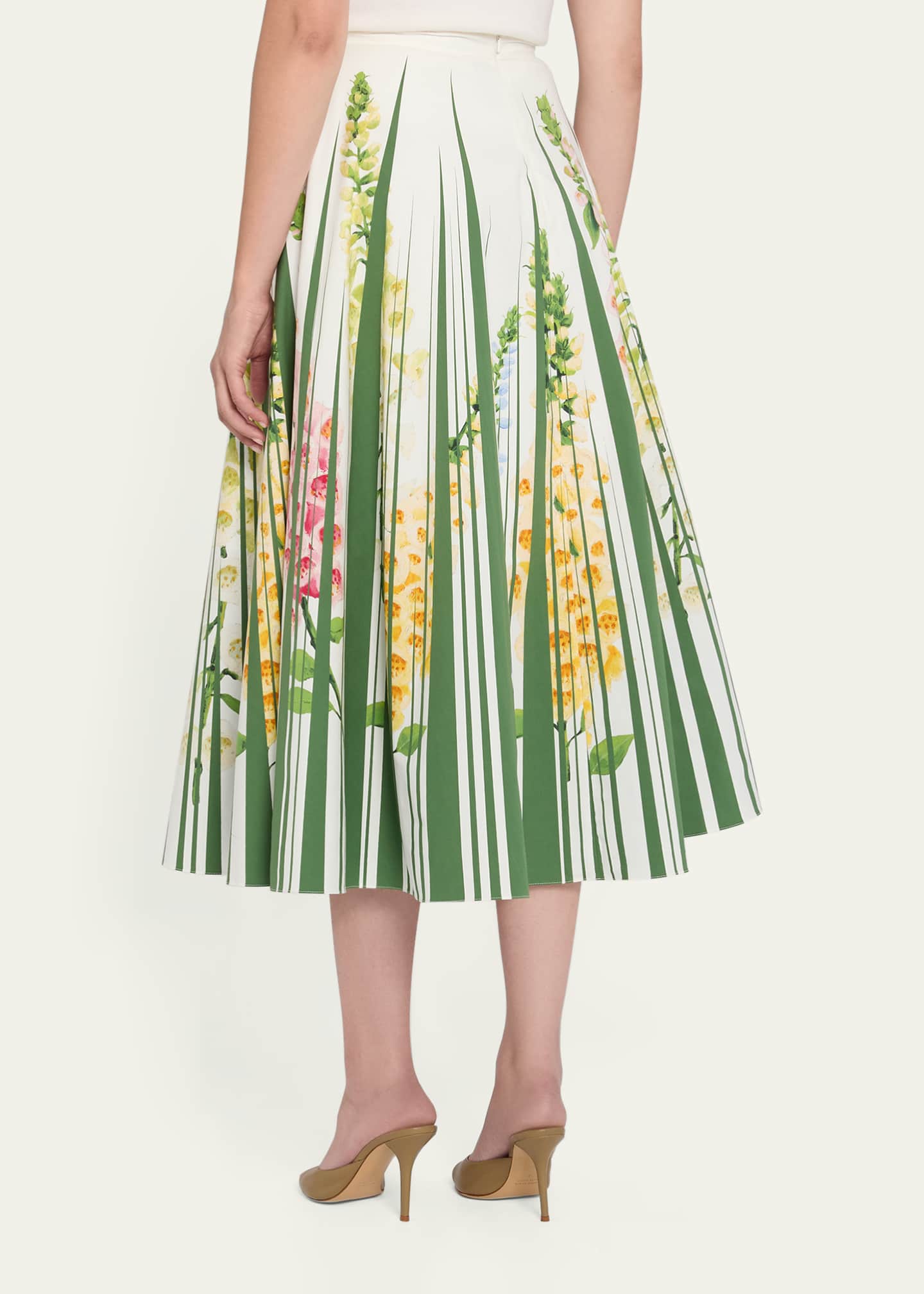 Oscar de la Renta Foxgloves Cotton Popline A-Line Midi Skirt - Bergdorf ...