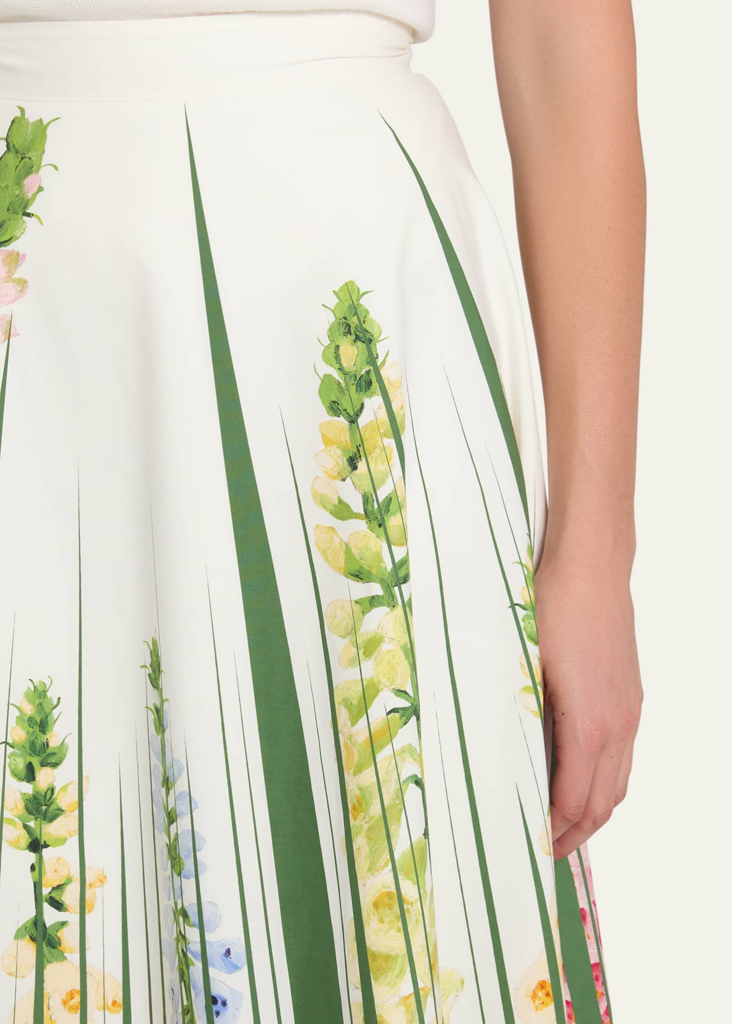 Oscar de la Renta Foxgloves Cotton Popline A-Line Midi Skirt - Bergdorf ...