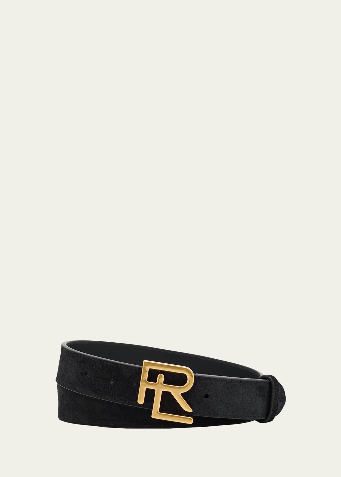 Ralph Lauren Purple Label Men's RL-Buckle Calf Suede Belt - Bergdorf ...