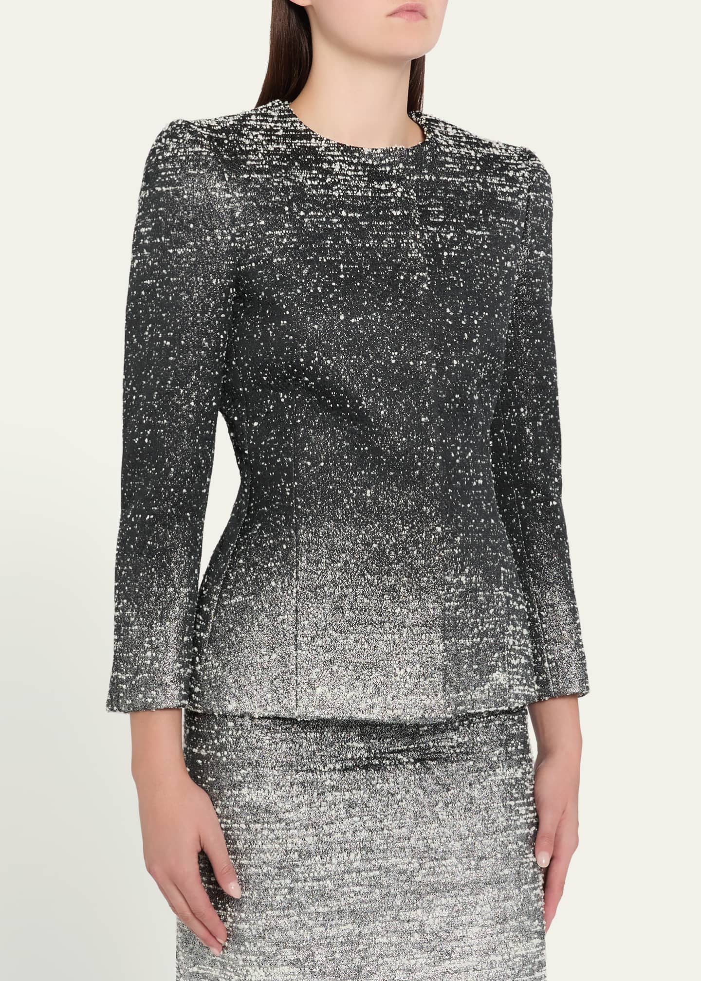 Oscar de la Renta Ombre Metallic Boucle Jacquard Single-Breasted Jacket ...