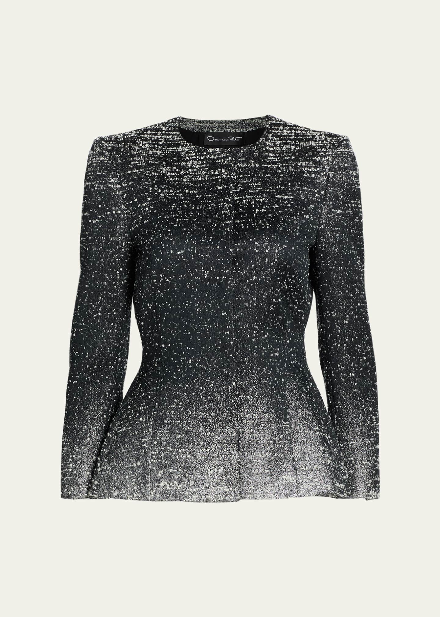 Oscar de la Renta Ombre Metallic Boucle Jacquard Single-Breasted Jacket ...