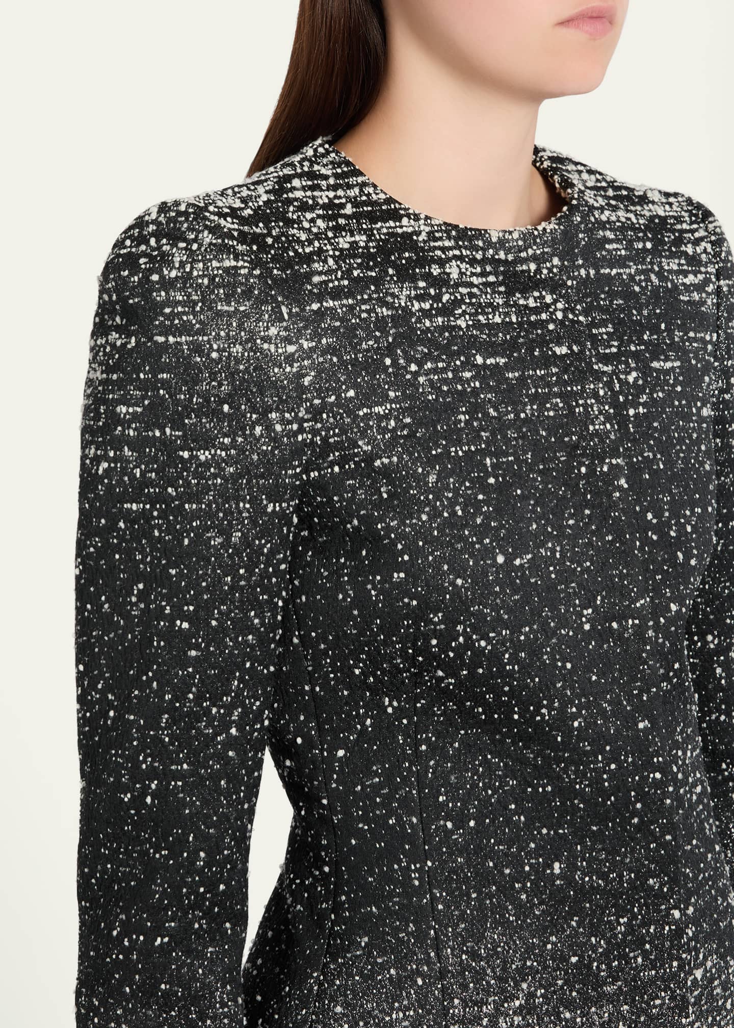 Oscar de la Renta Ombre Metallic Boucle Jacquard Single-Breasted Jacket ...