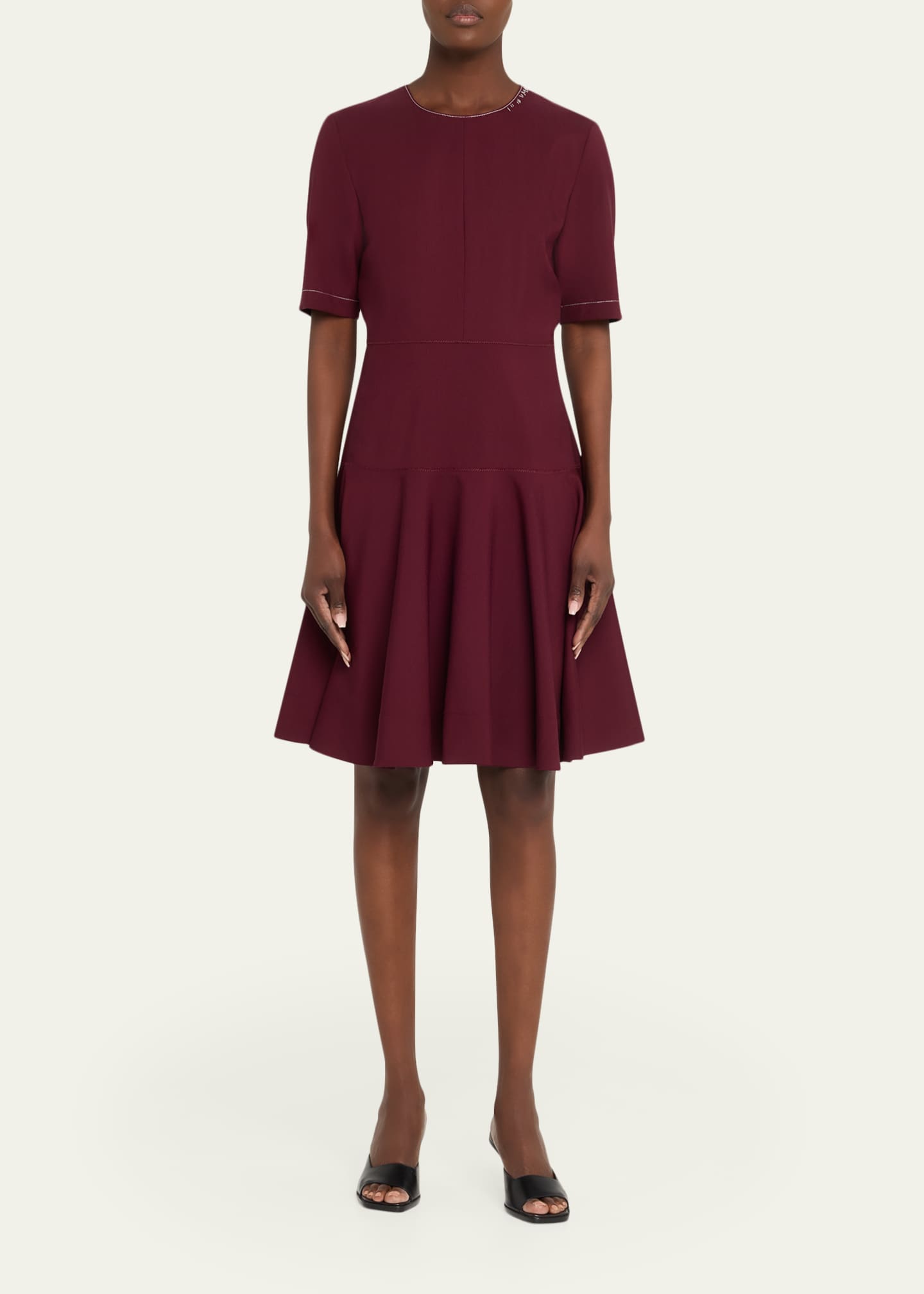 Marni Drop-Waist Wool Crepe Short-Sleeve Dress - Bergdorf Goodman