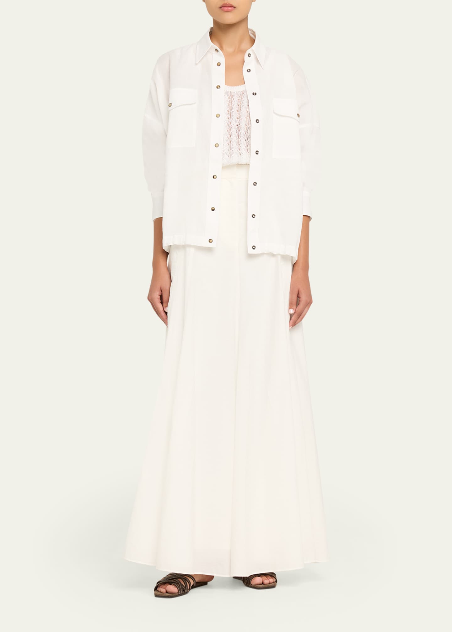 Brunello Cucinelli Linen Pailette Charming Cable Scoop-Neck Tank Top ...