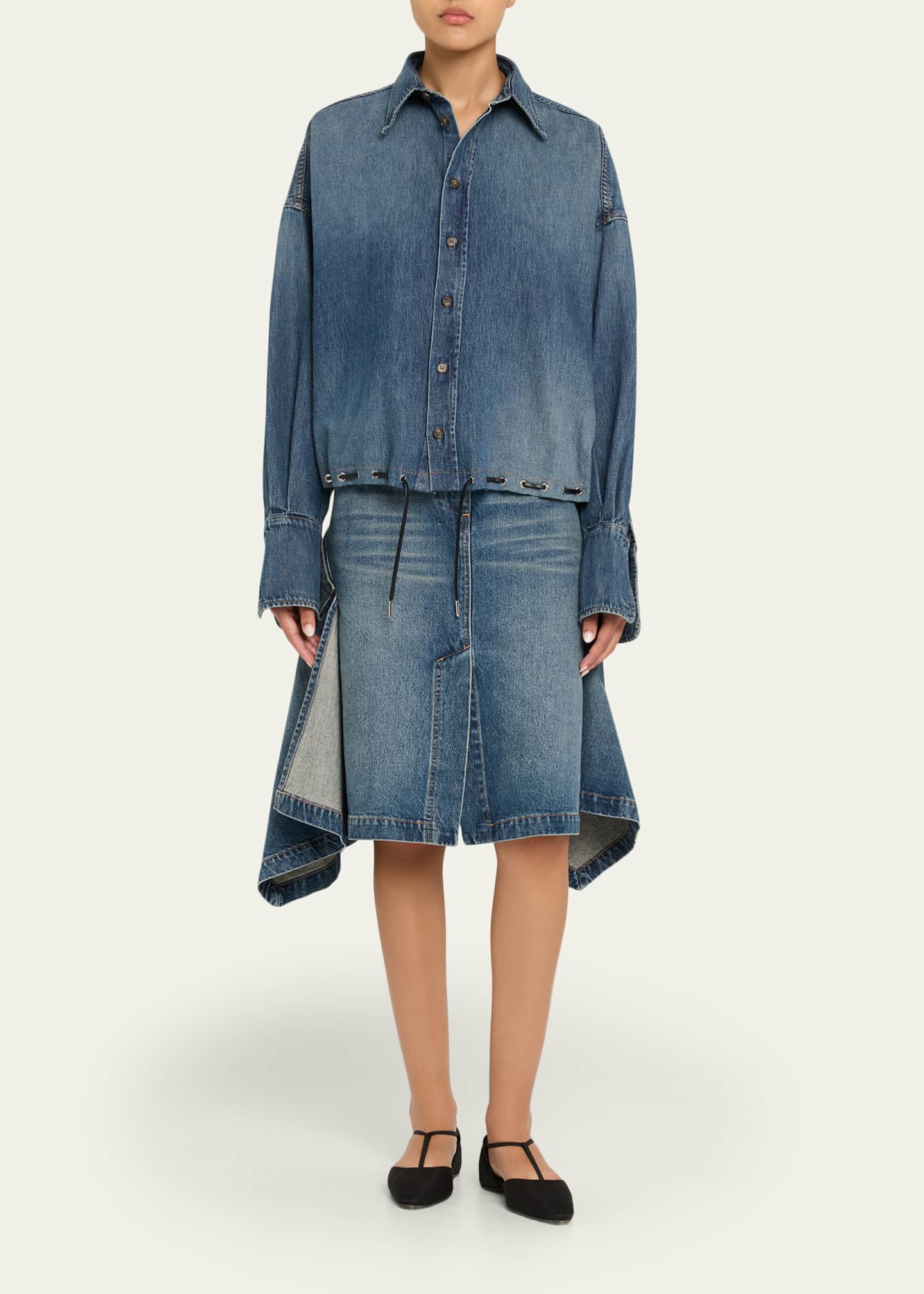Brandon Maxwell Frankie Denim Handkerchief Skirt - Bergdorf Goodman