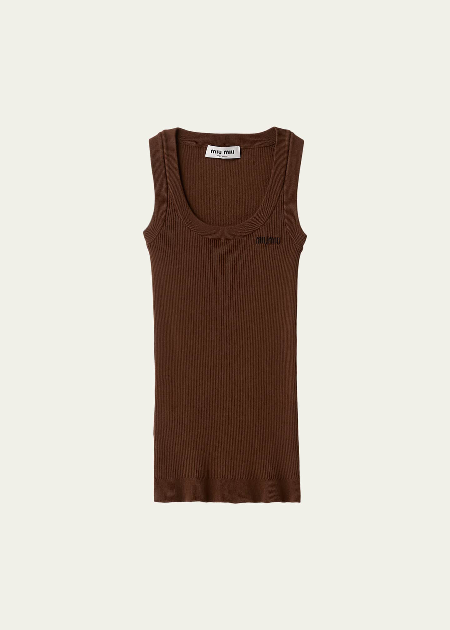 Miu Miu Ribbed Logo Tank Top - Bergdorf Goodman