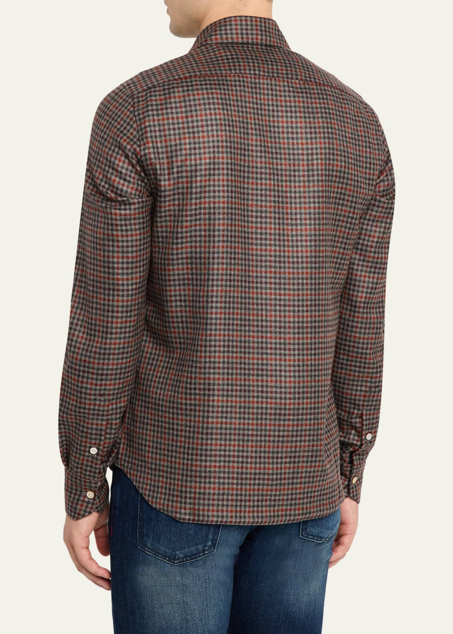 Kiton Men's Cotton Check Double-Pocket Button-Down Shirt - Bergdorf Goodman
