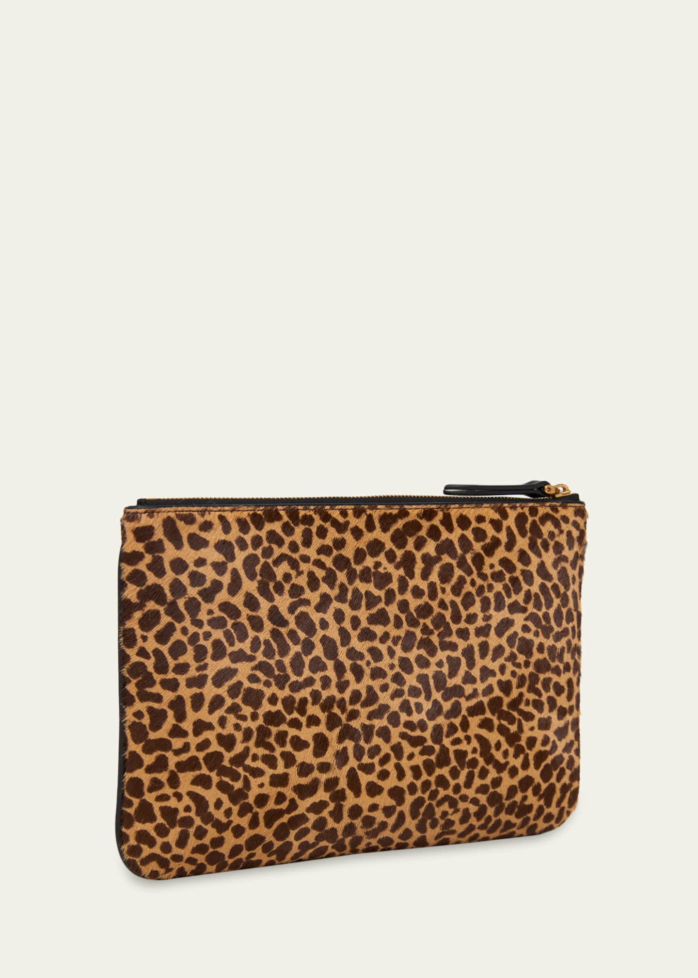 Valentino Garavani Medium Animal-Print Calf Hair Flat Pouch Bag ...