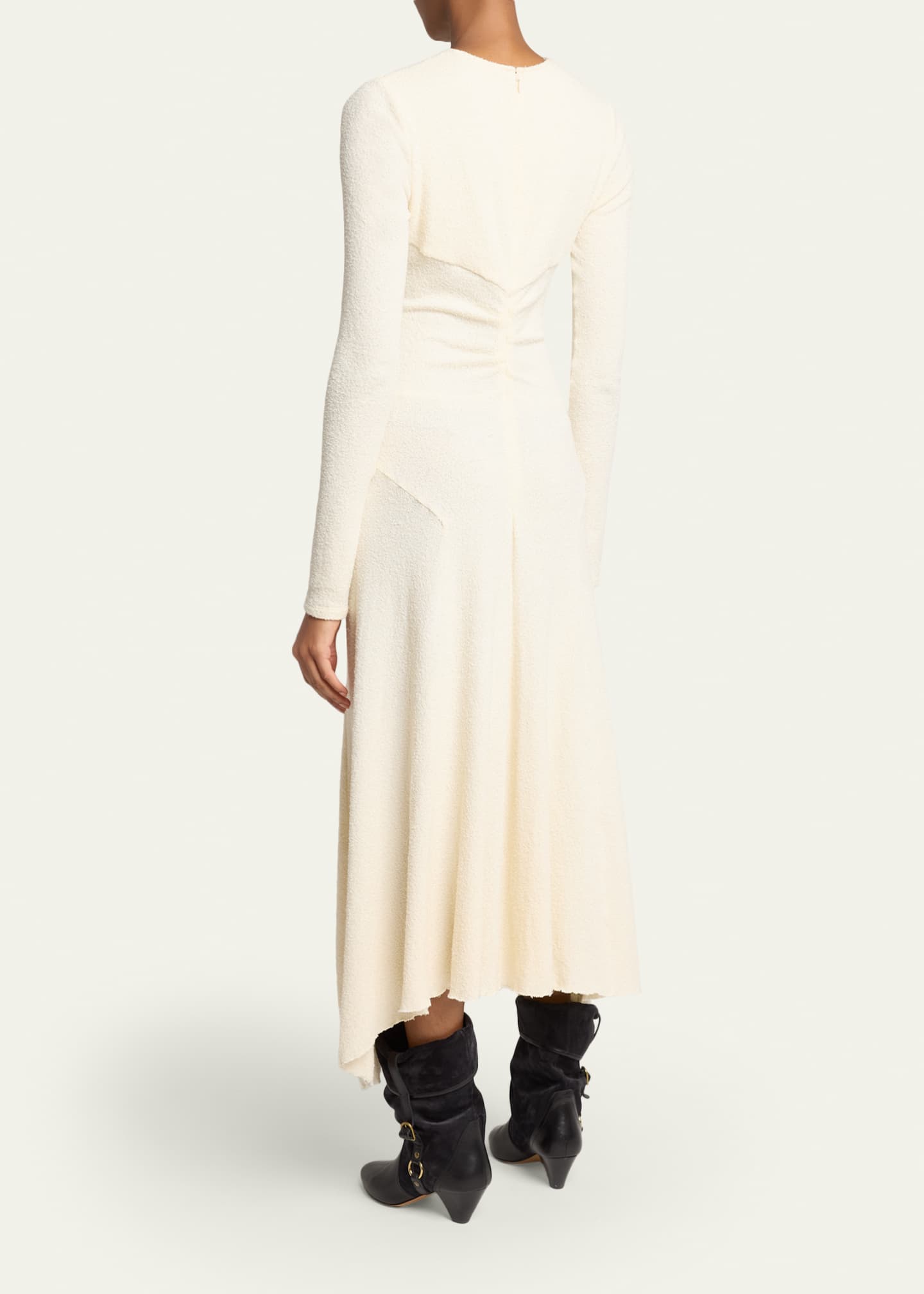 Isabel Marant Flora Ruched Boucle Long-Sleeve Midi Dress - Bergdorf Goodman