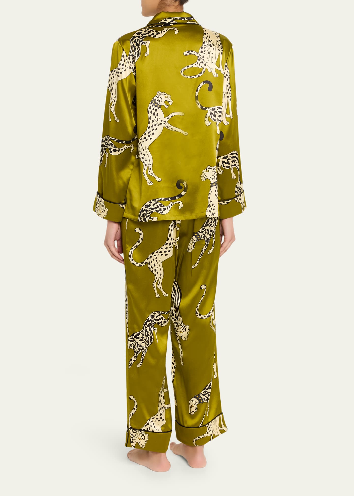 Olivia von Halle Lila Animal-Print Silk Satin Pajama Set - Bergdorf Goodman