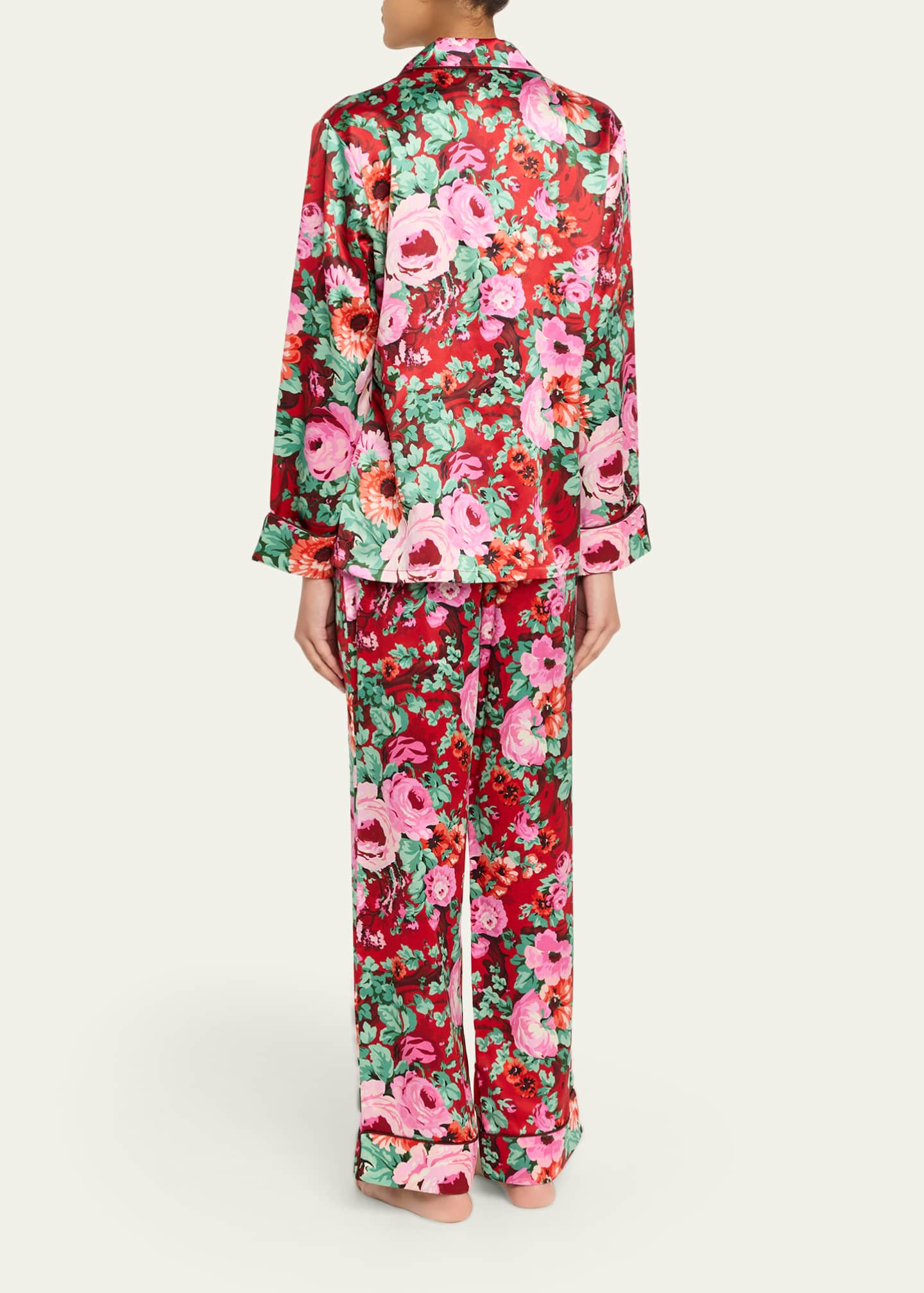 Olivia von Halle Lila Floral-Print Silk Satin Pajama Set - Bergdorf Goodman