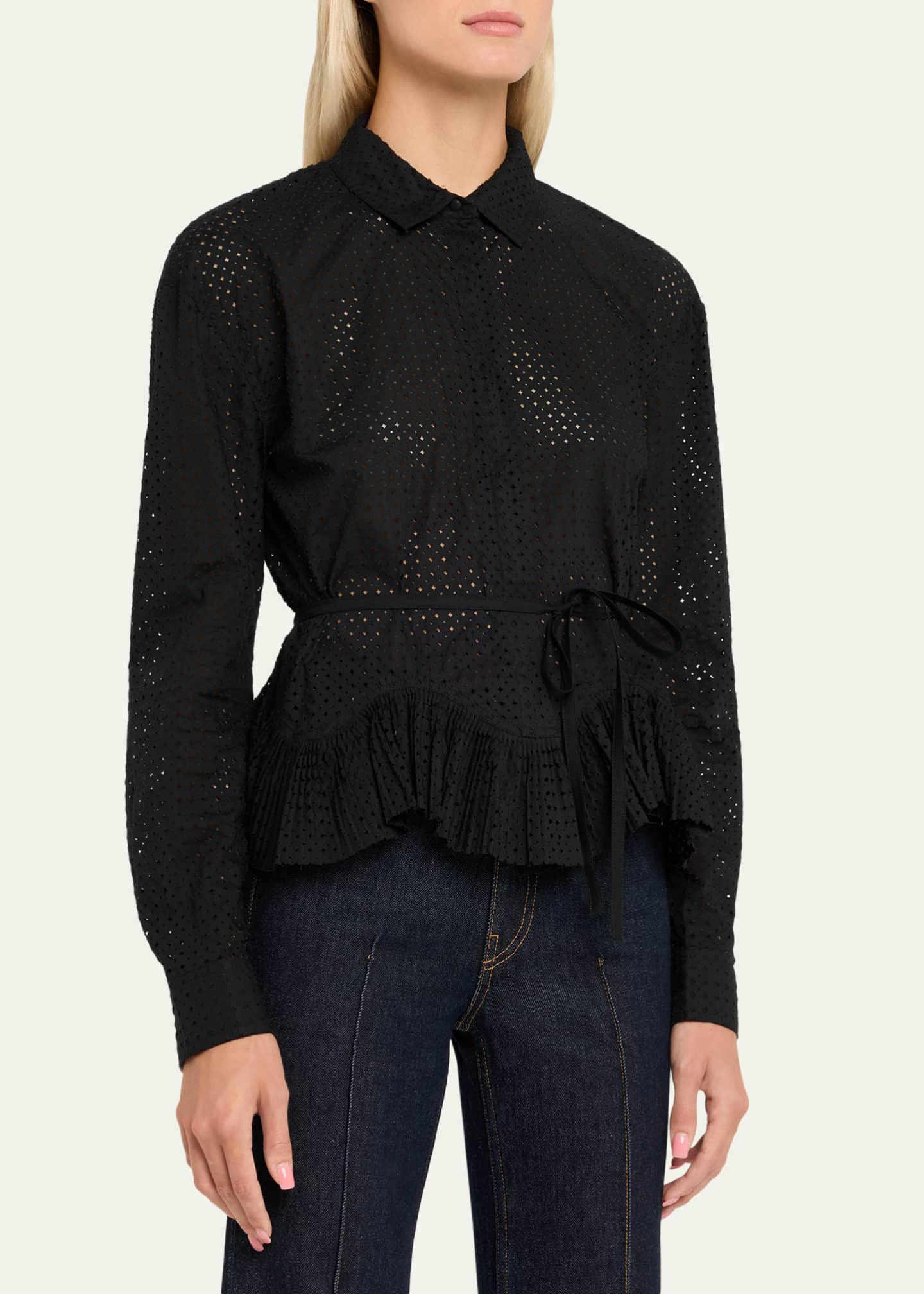Ulla Johnson Kelila Long-Sleeve Button-Front Cotton Top - Bergdorf Goodman