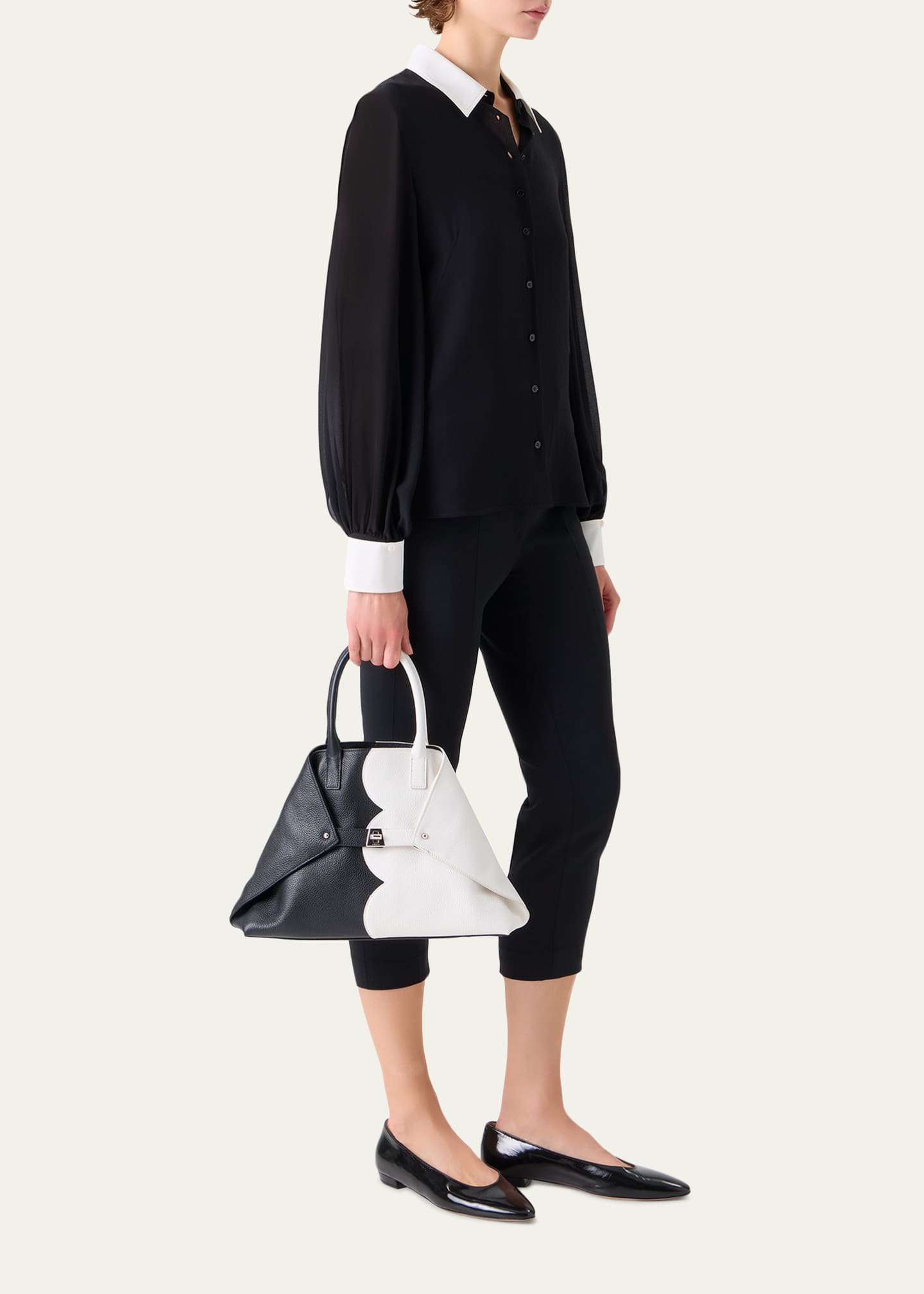 Akris Silk Georgette Button-Down Blouse - Bergdorf Goodman