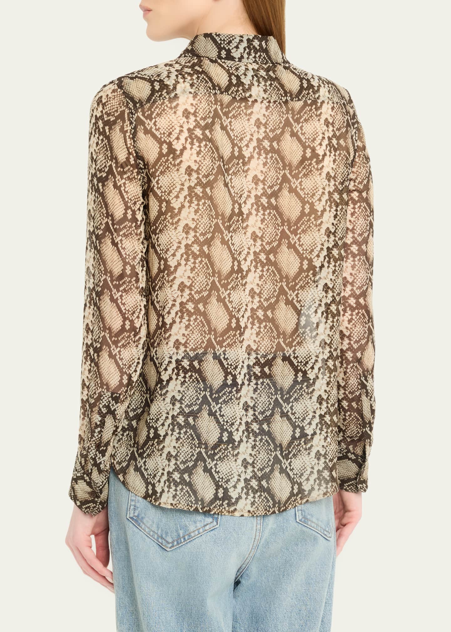 Nili Lotan Gaia Slim Snake-Print Sheer Blouse - Bergdorf Goodman