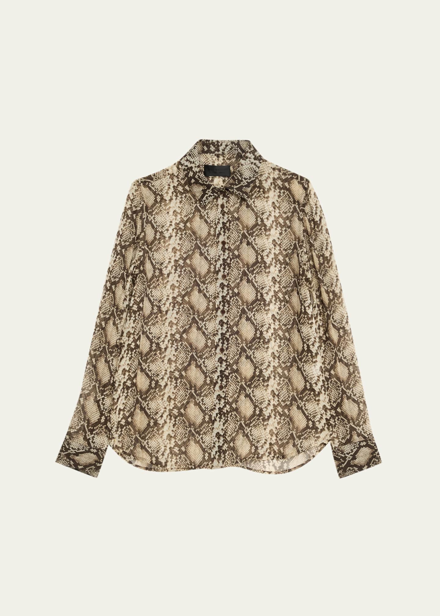 Nili Lotan Gaia Slim Snake-Print Sheer Blouse - Bergdorf Goodman