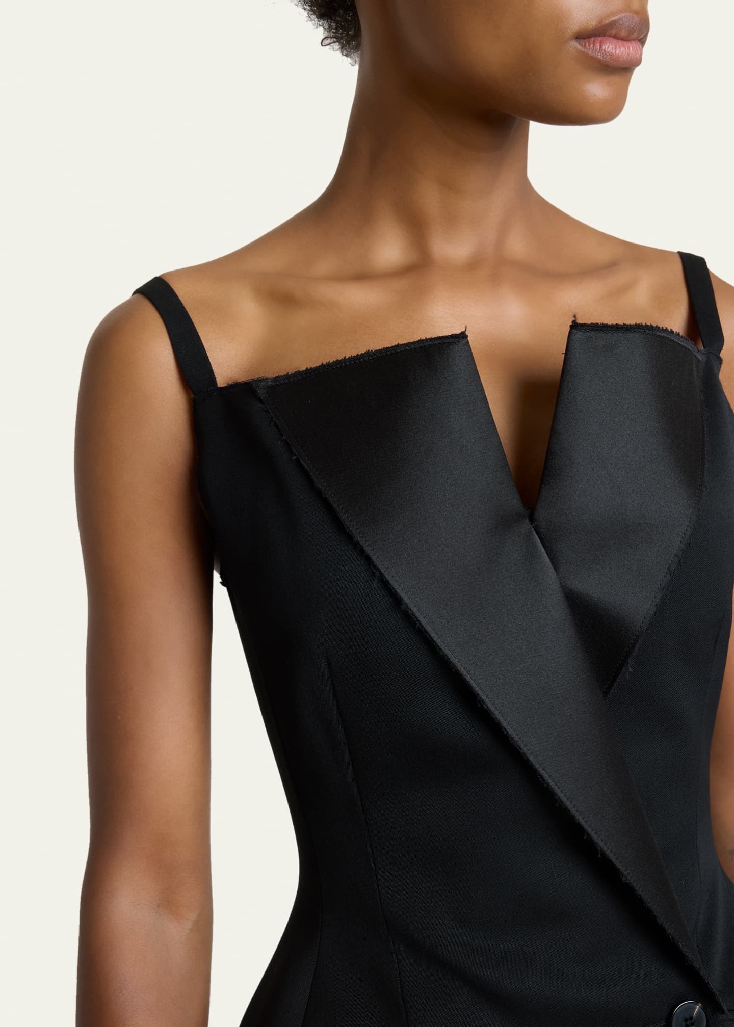 Givenchy Sleeveless Raw-Edge Tuxedo Mini Dress - Bergdorf Goodman